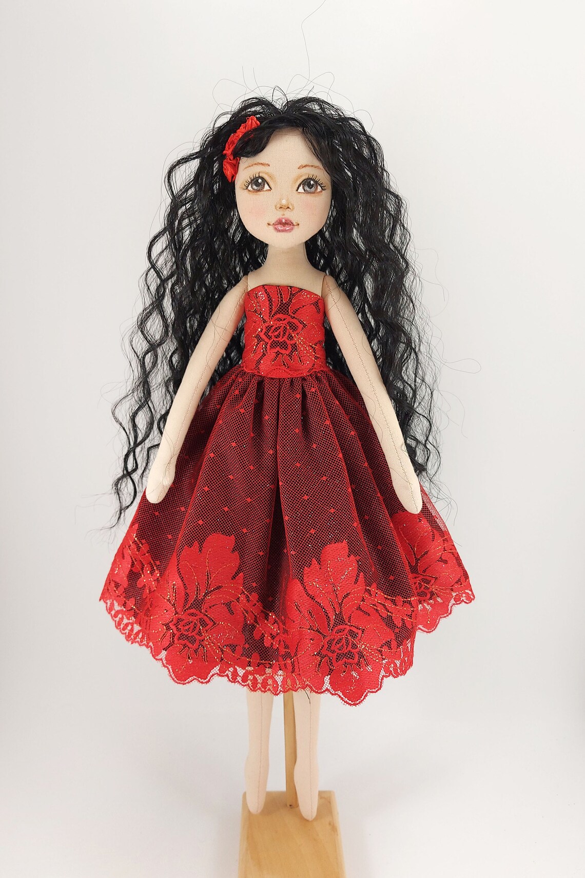 Rag Doll White Princess Doll 18 handmade in a Red Lace - Etsy