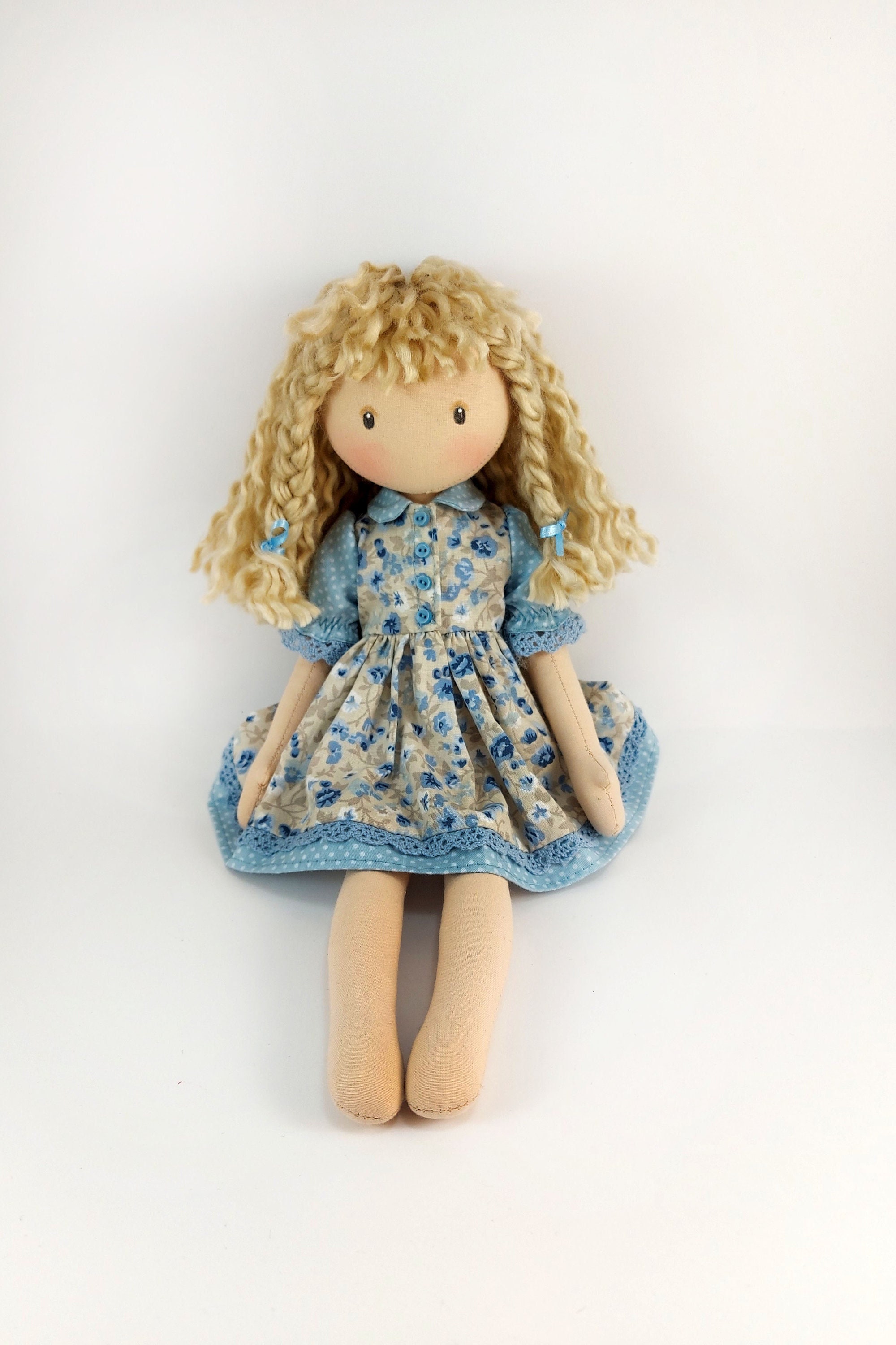 Rag Doll Anna Made of Cotton Fabric Textile Doll Gift for - Etsy