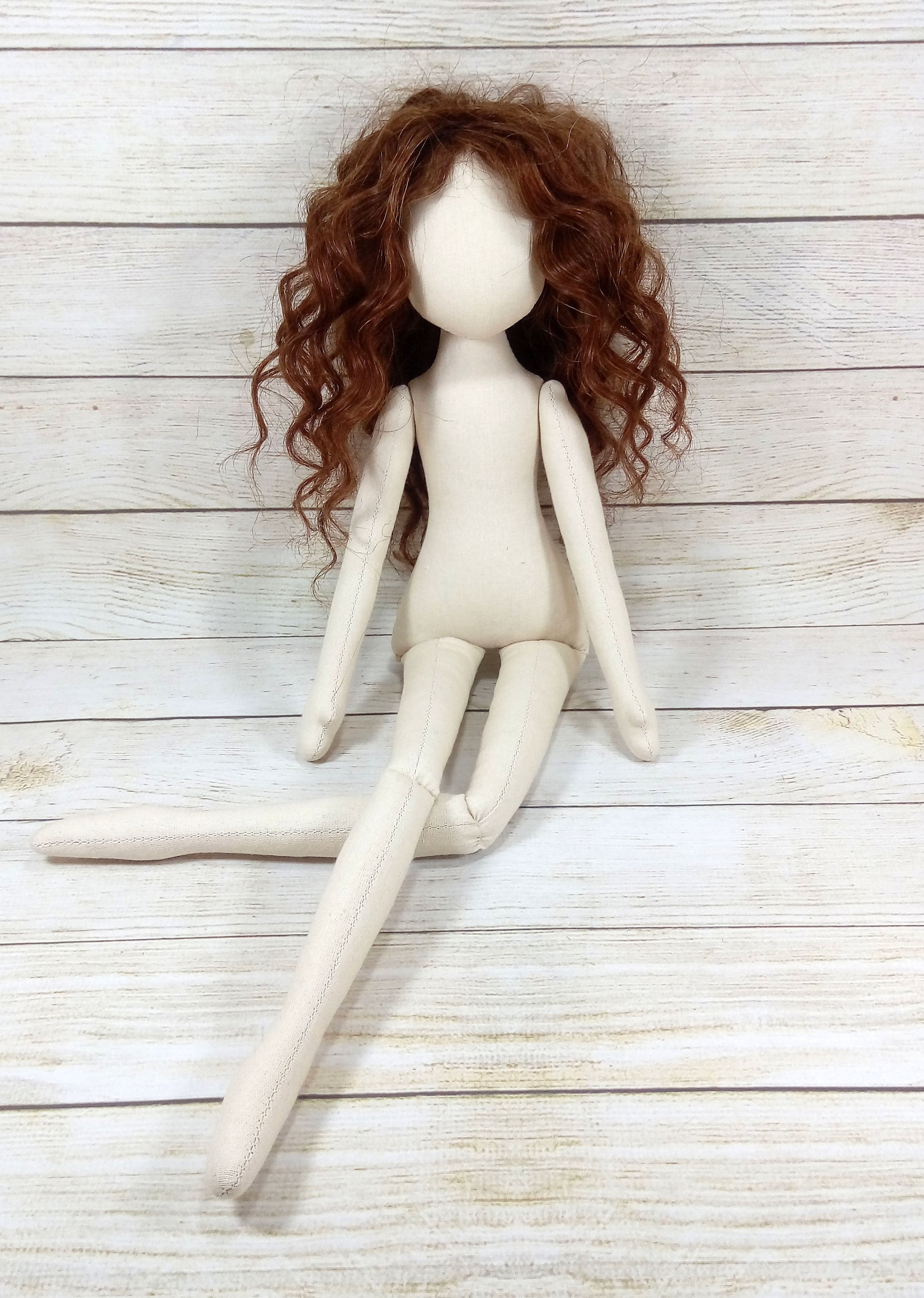 Faceless Doll Body With Hairstyle, 18 Inch Cloth Doll Base, Handmade ...