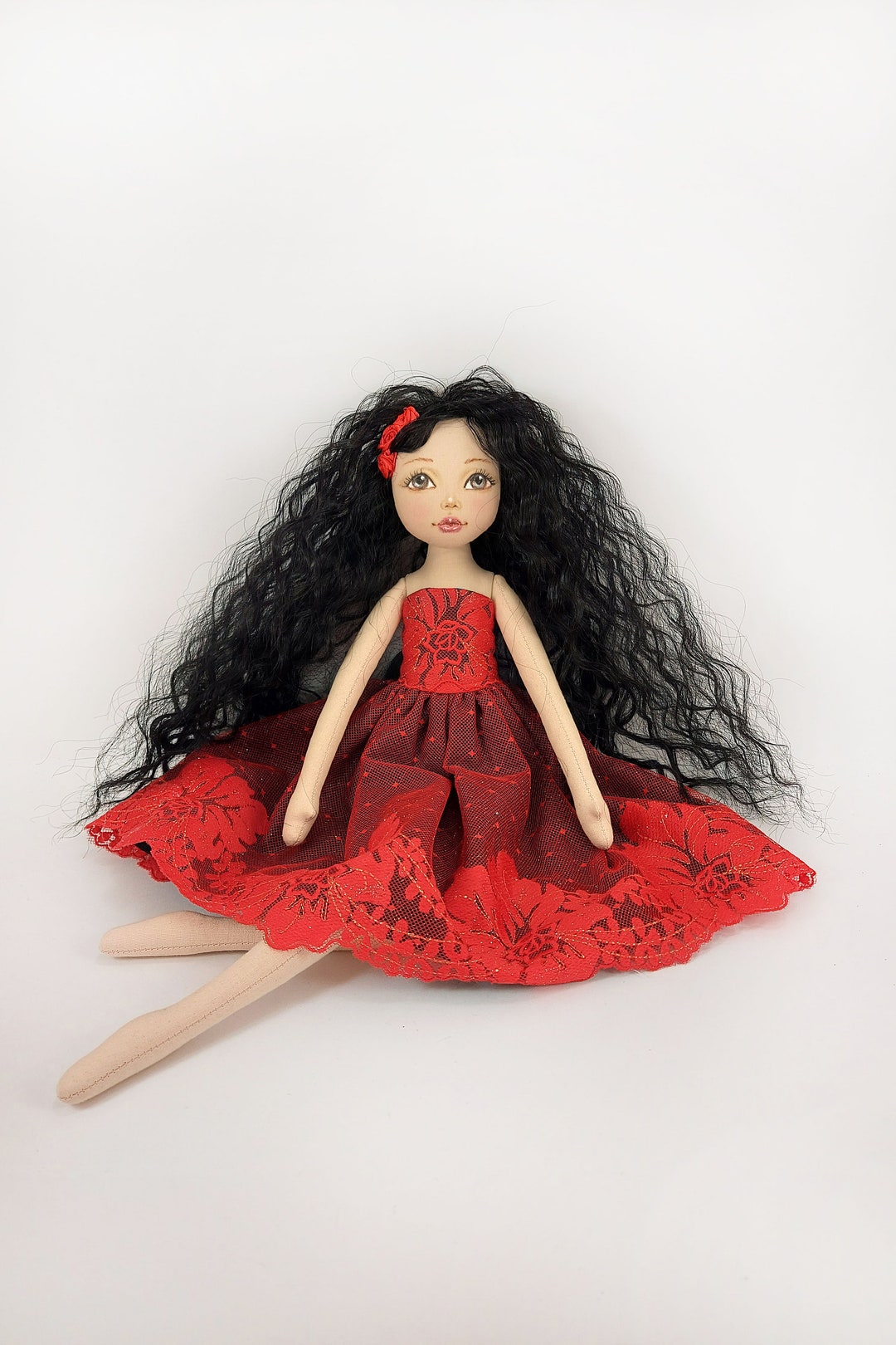 Rag Doll White Princess Doll 18 handmade in a Red Lace - Etsy