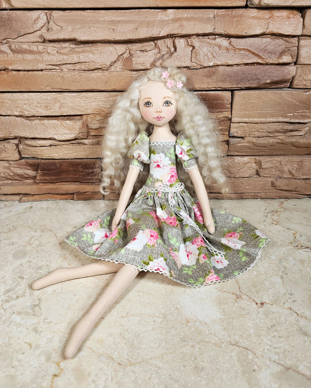 18 Inch Princess Rag Doll With Long White Hair Made of Goat Hair - Etsy