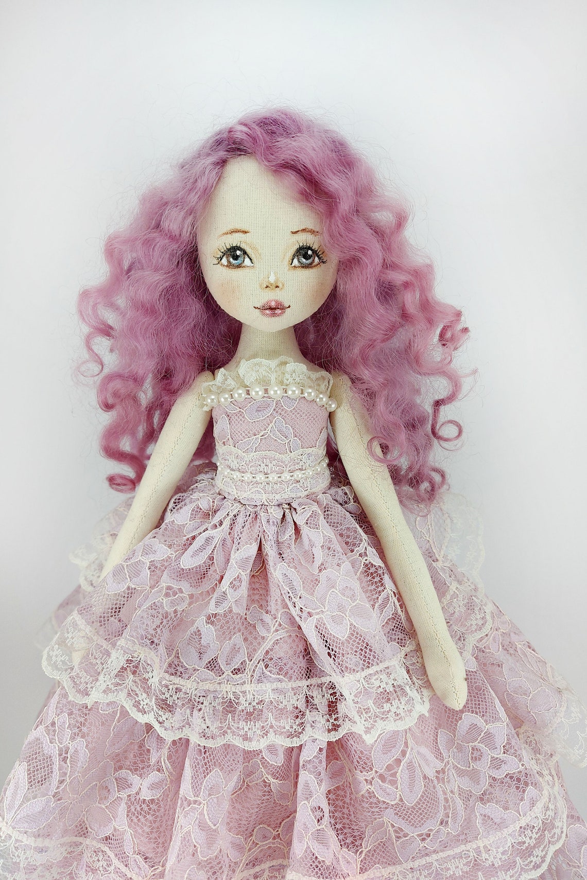 Rag doll white princess doll 18 handmade in a purple | Etsy