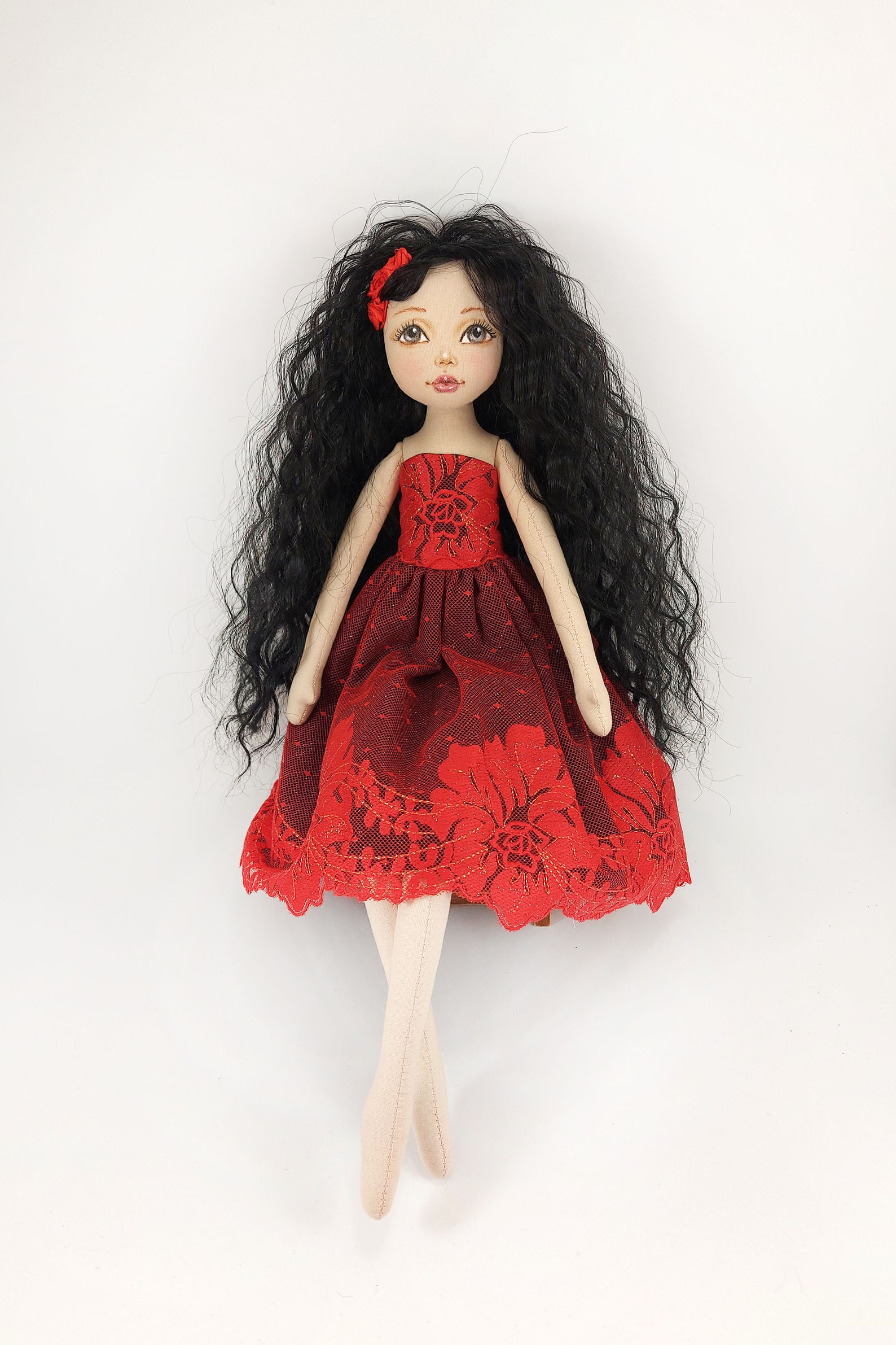 Rag Doll White Princess Doll 18 handmade in a Red Lace - Etsy