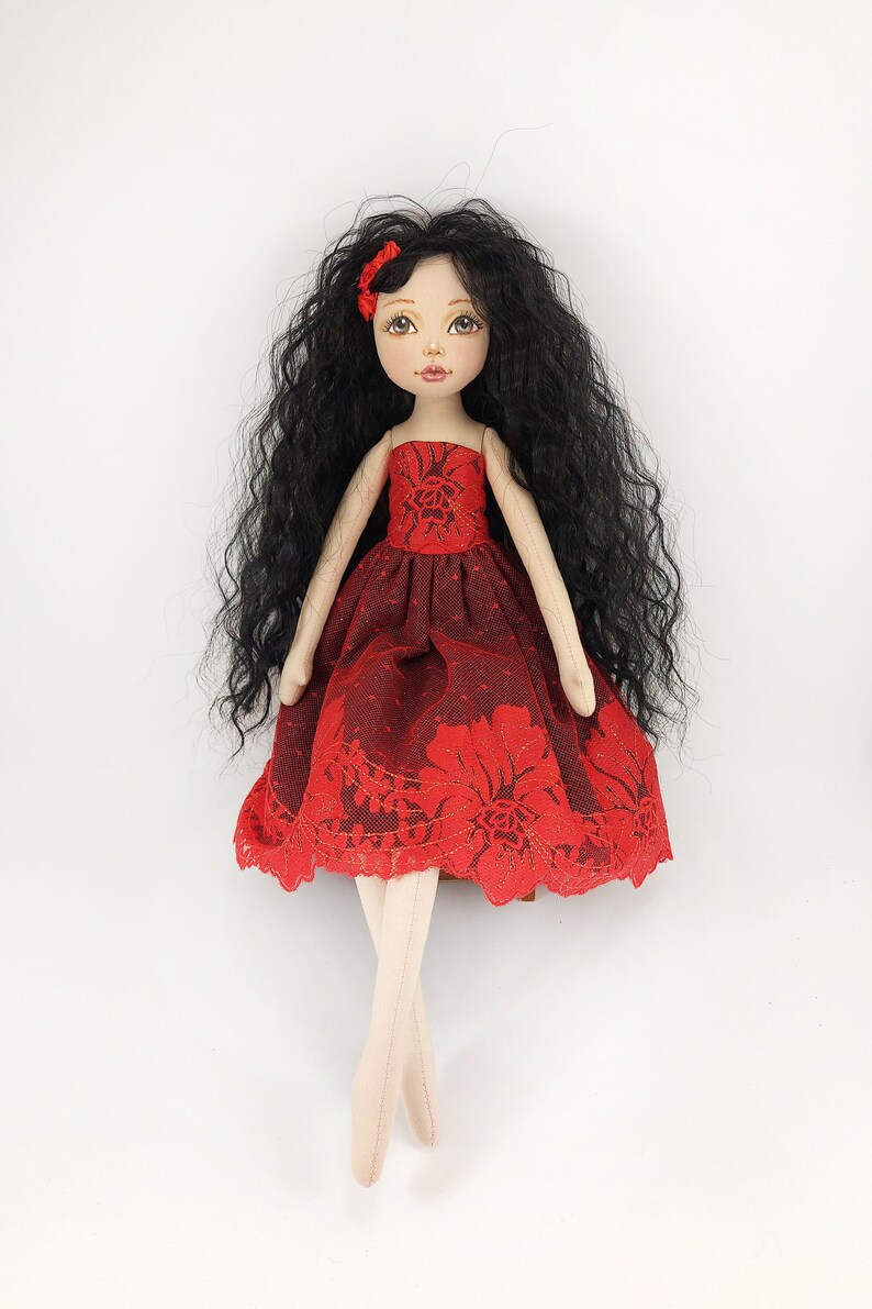 Rag Doll White Princess Doll 18 handmade in a Red Lace - Etsy