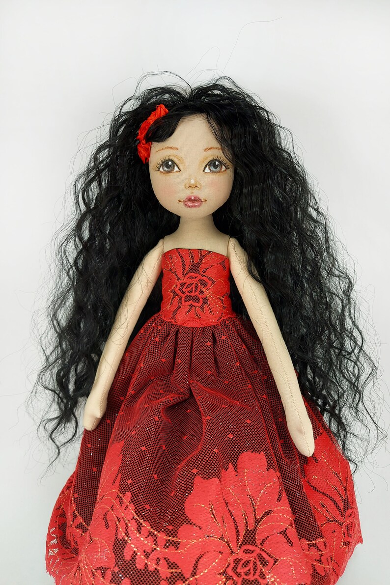 Rag Doll White Princess Doll 18 handmade in a Red Lace - Etsy