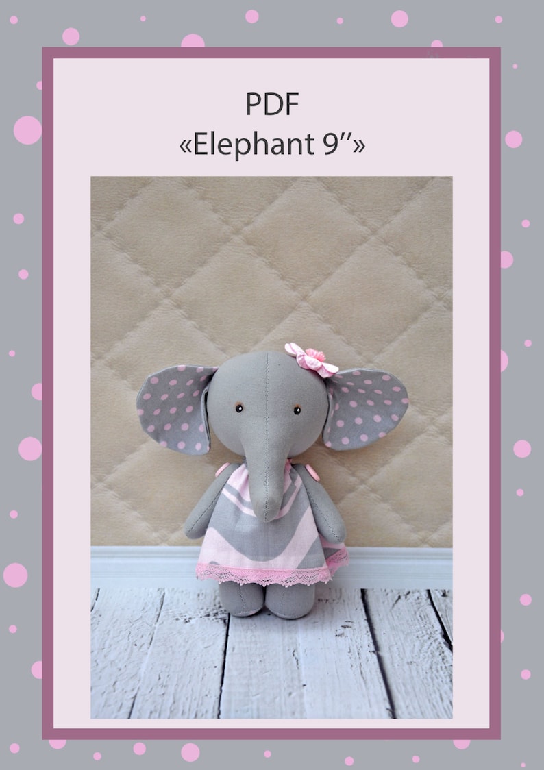 Elephant 9 pdf pattern PDF Plush elephant stuffed | Etsy