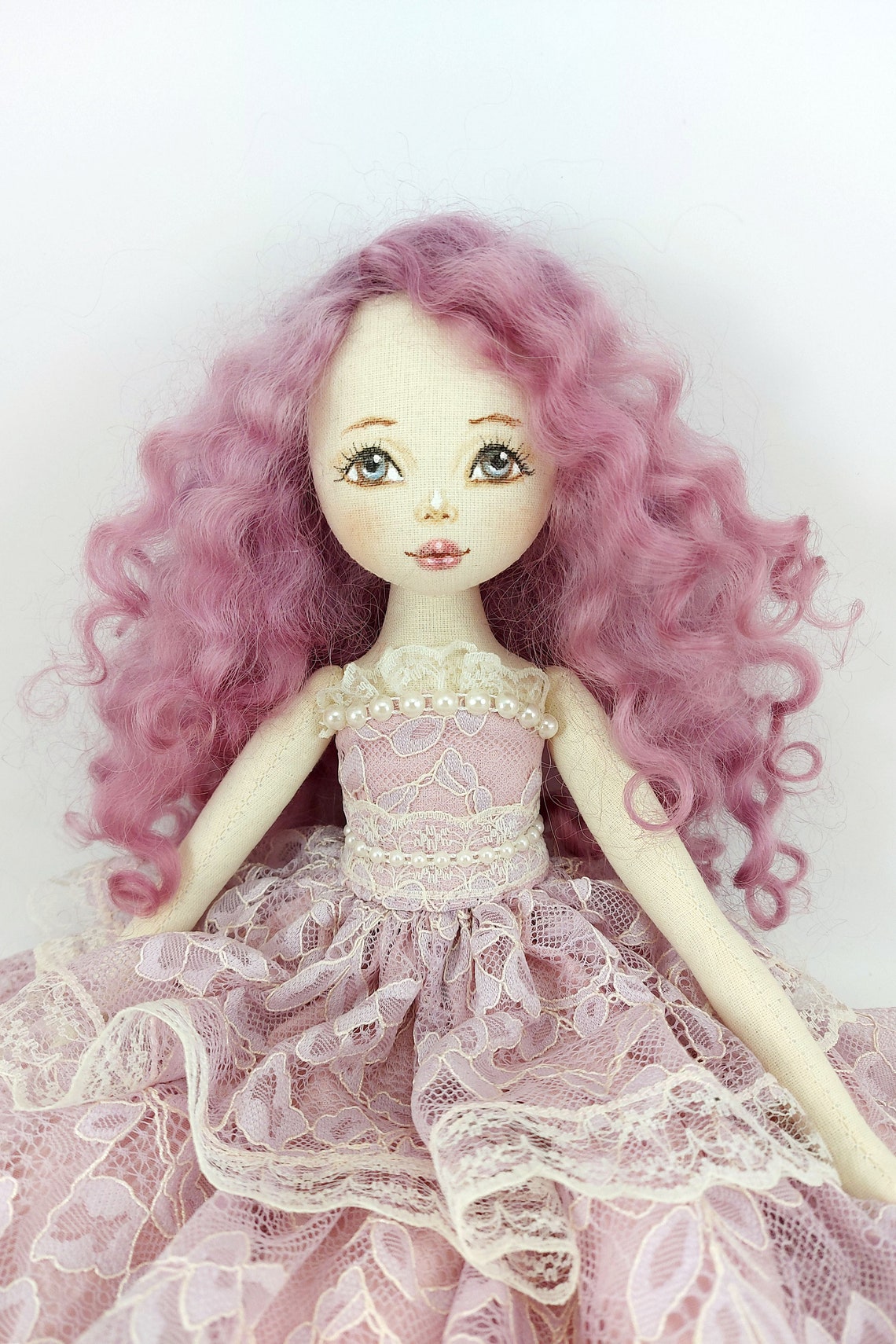 Rag doll white princess doll 18 handmade in a purple | Etsy