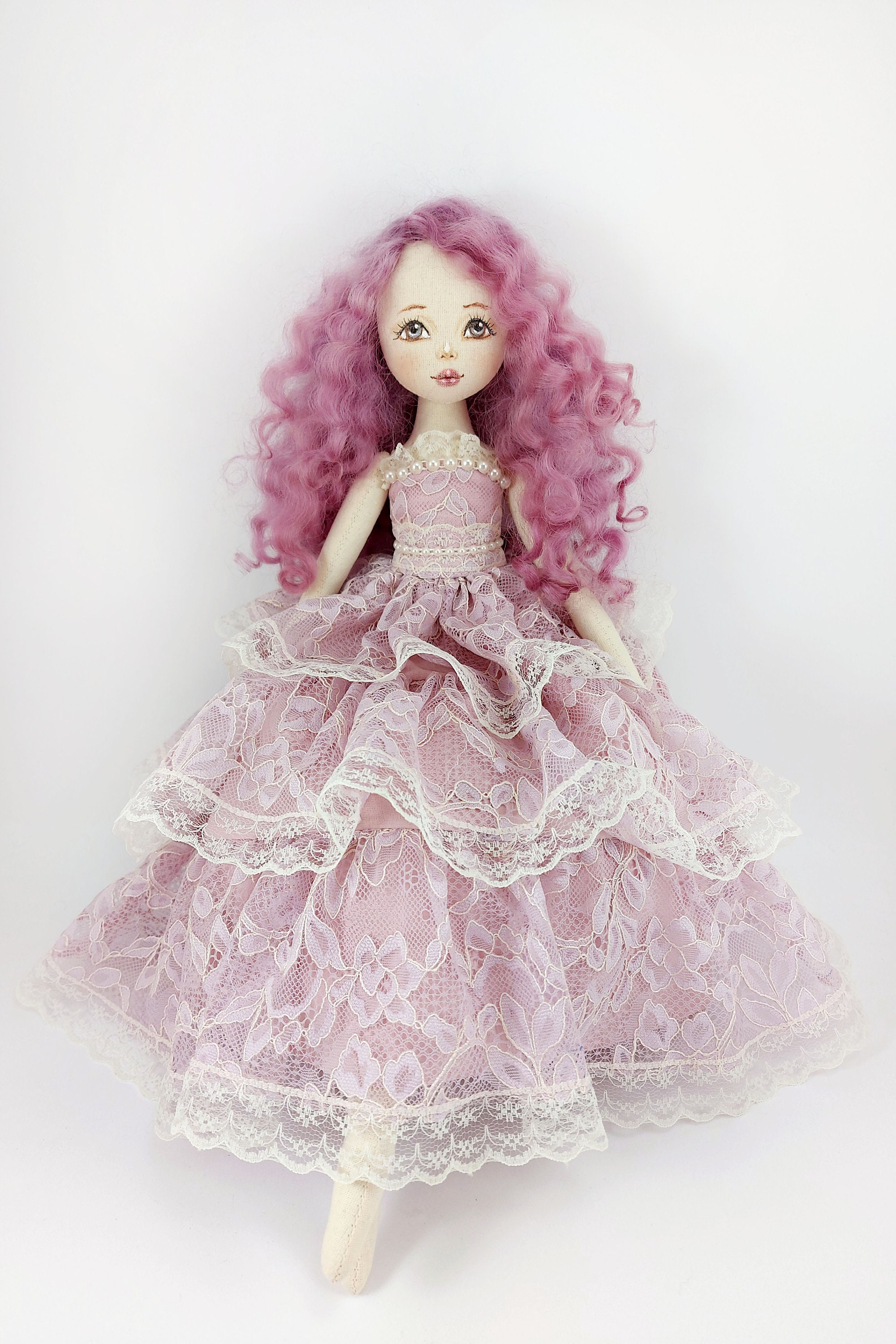 Rag doll white princess doll 18 handmade in a purple | Etsy