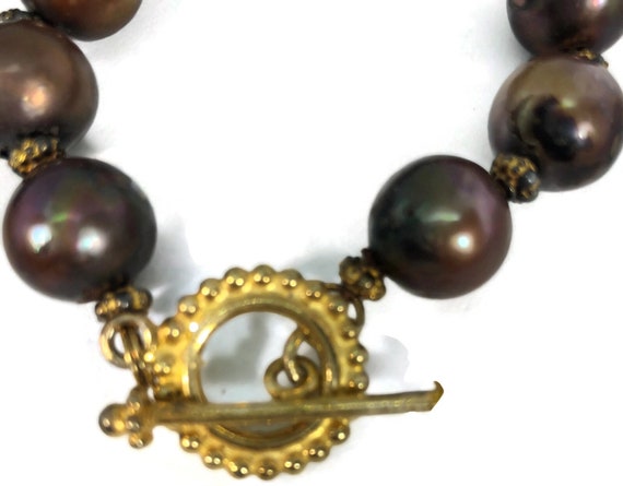 Brown Pearl Necklace, Large pearl necklace , chocolat… - Gem