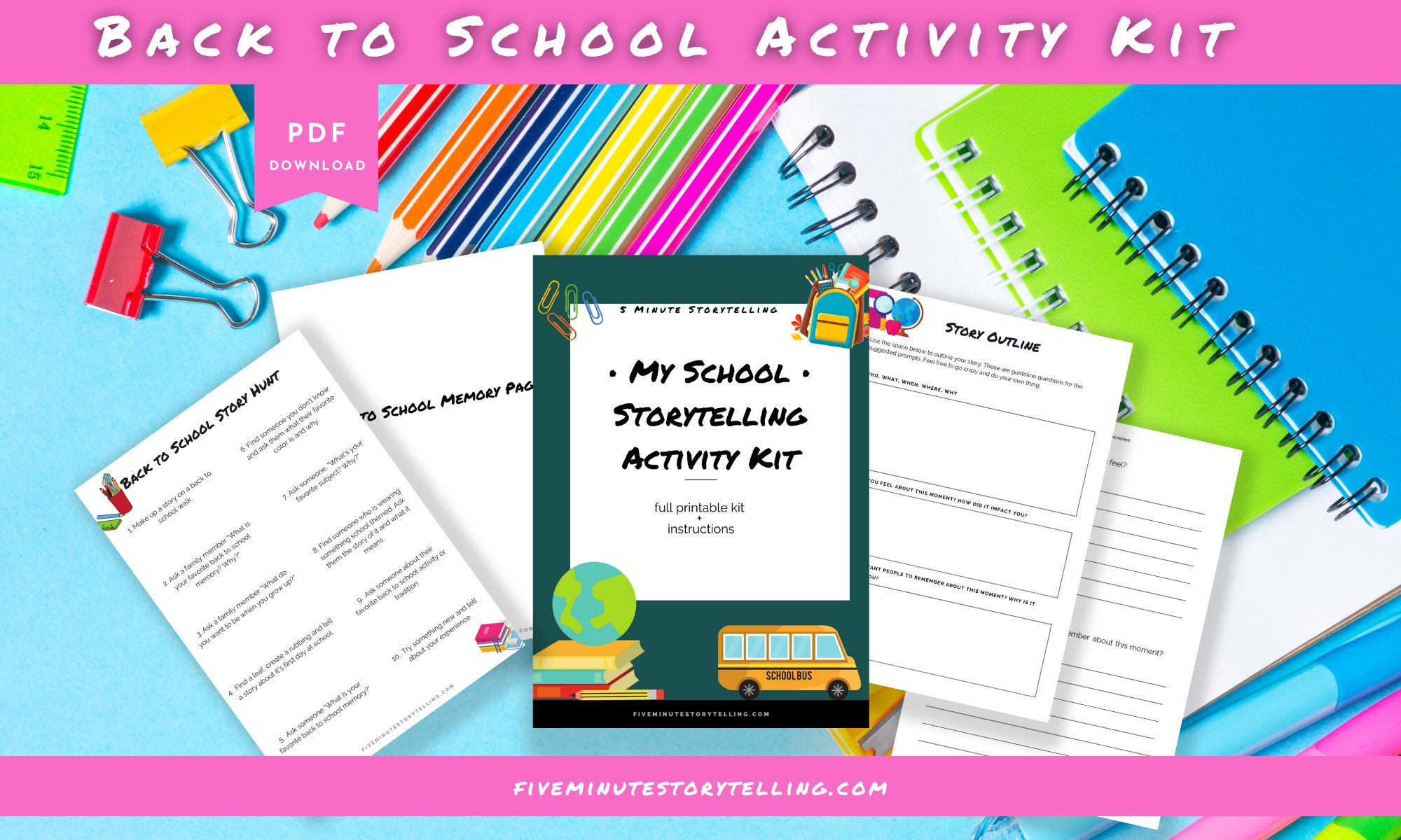 Back to School Storytelling Activity Kit: Printable Activity Kit ...