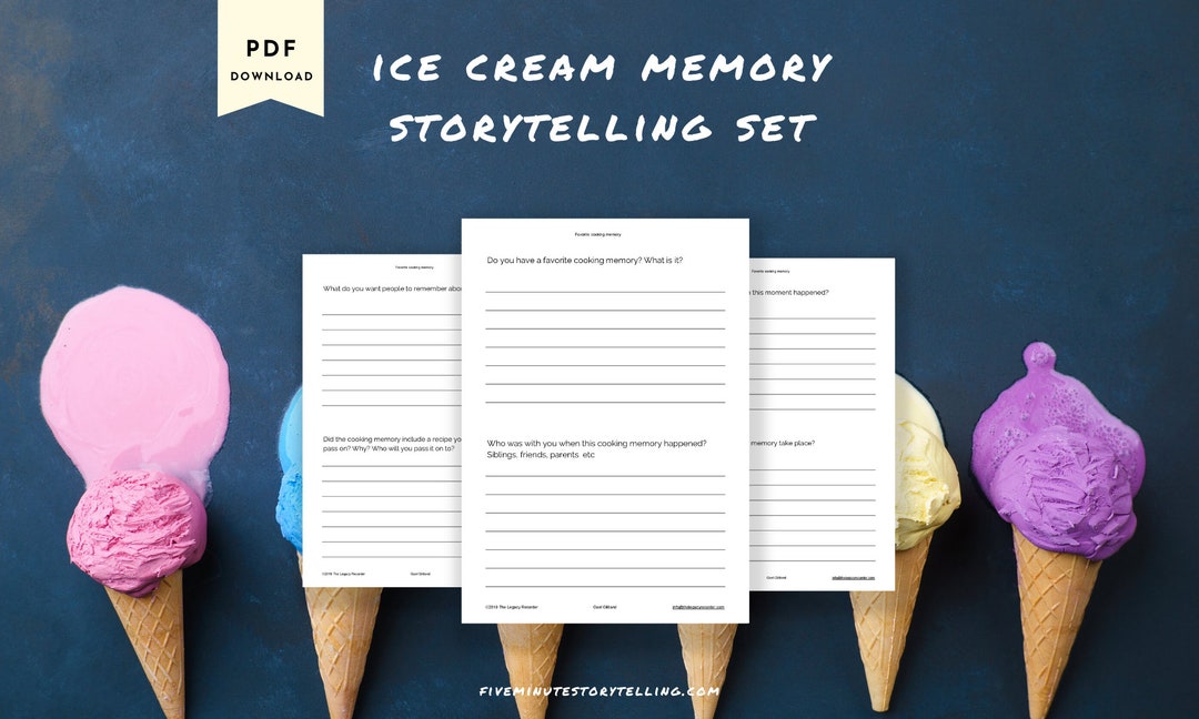Favorite Ice Cream Memory Prompts & Worksheets for Legacy Binders ...
