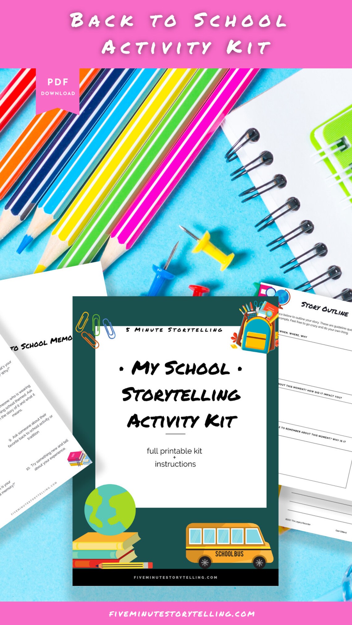 Back to School Storytelling Activity Kit: Printable Activity Kit ...