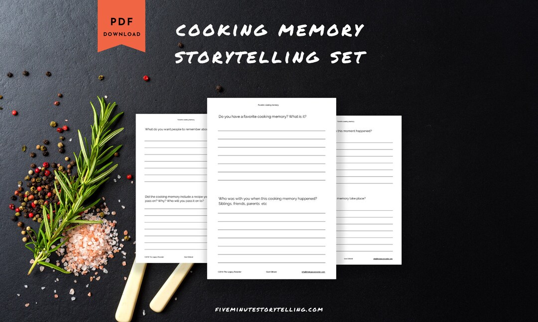Lieblings-Cooking Memory Prompts & Arbeitsblätter für Legacy-Binder ...