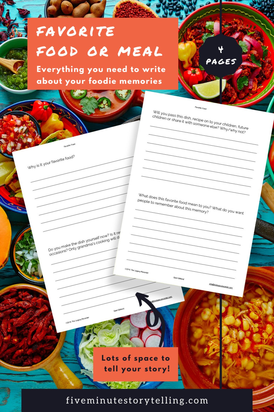 Favorite Food or Meal Prompts & Worksheets for Legacy Binders ...