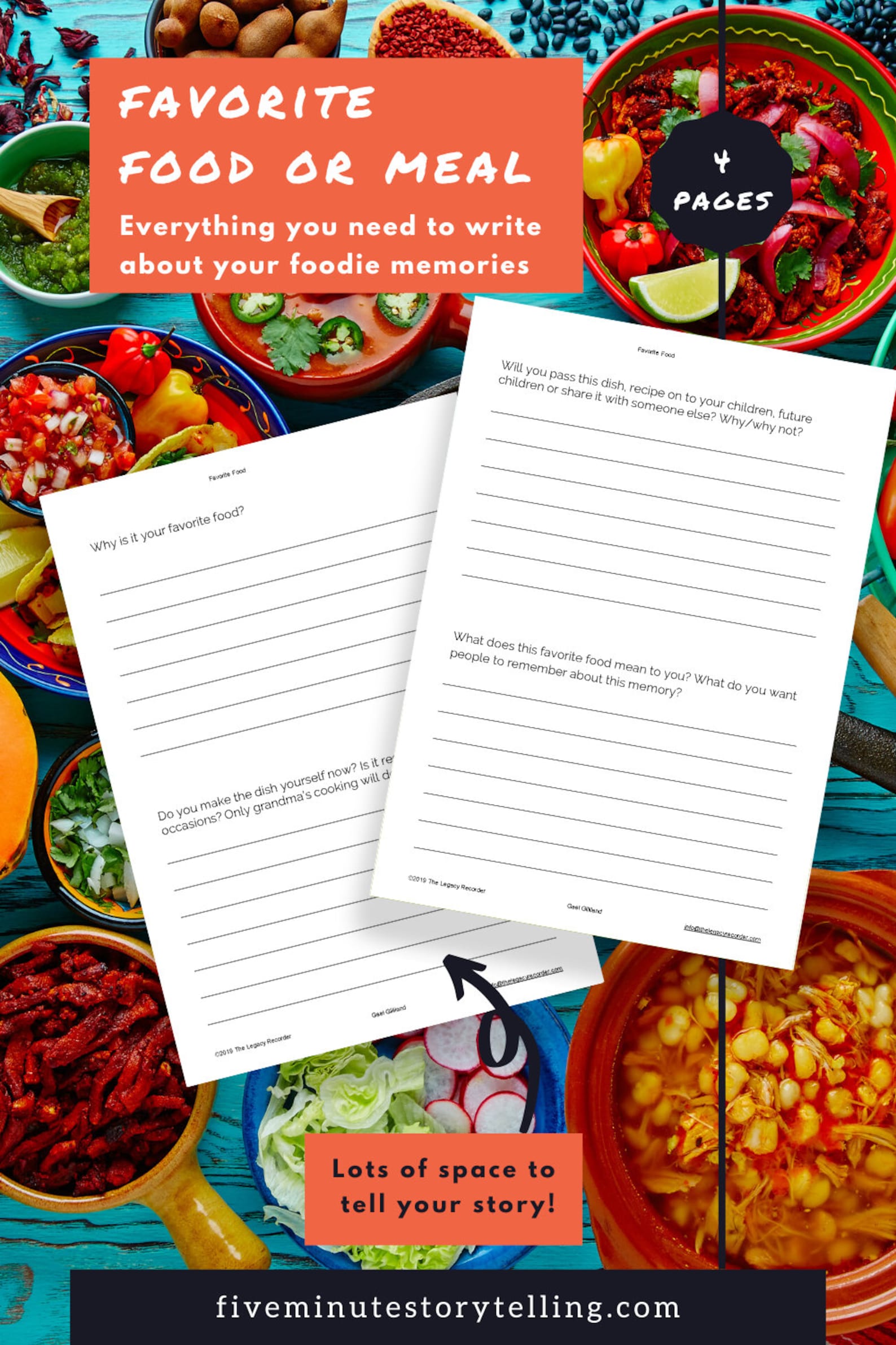 Favorite Food or Meal Prompts & Worksheets for Legacy Binders ...