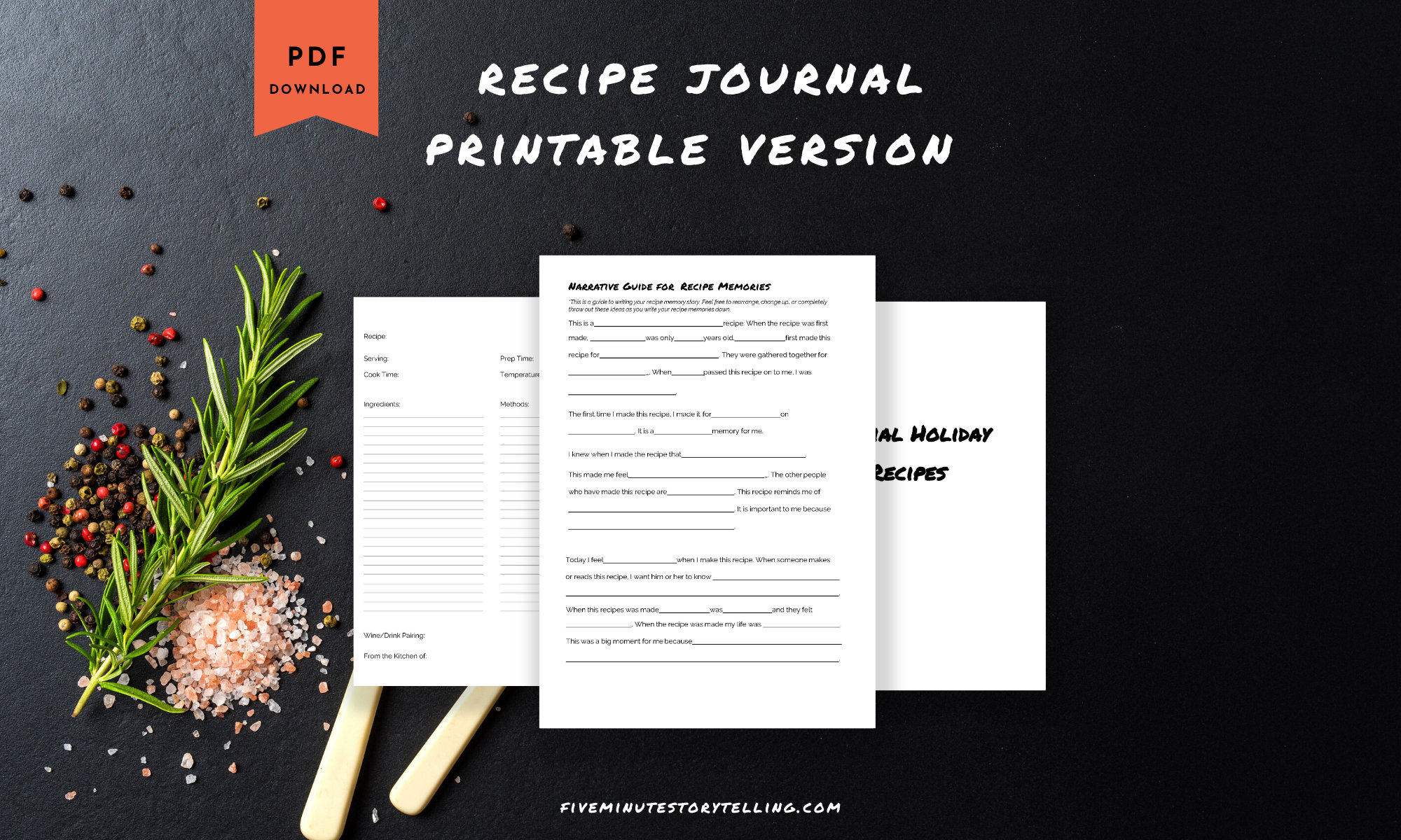 Recipe Journal and Memory Pages With Sample Prompts and Fill - Etsy