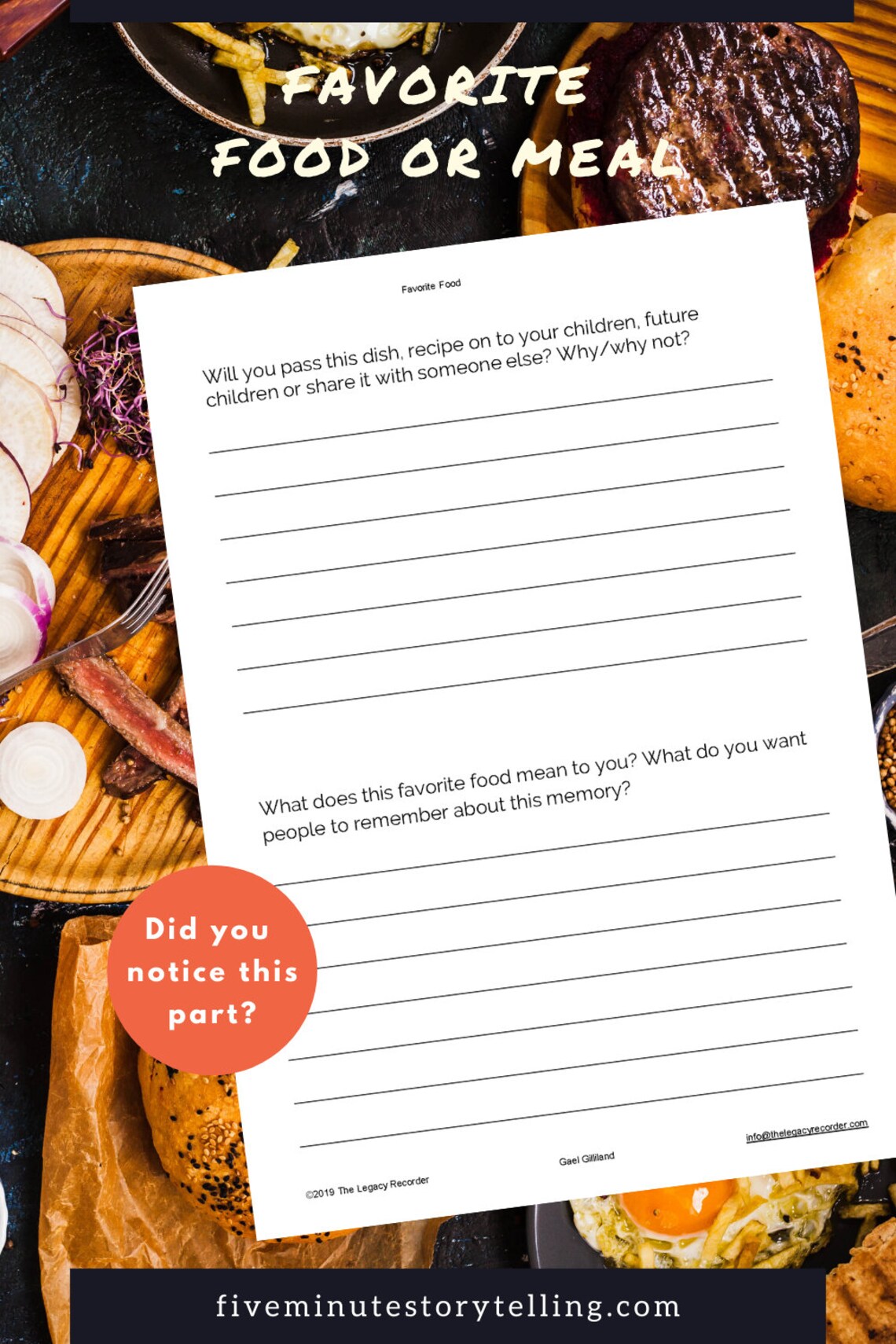Favorite Food or Meal Prompts & Worksheets for Legacy Binders ...