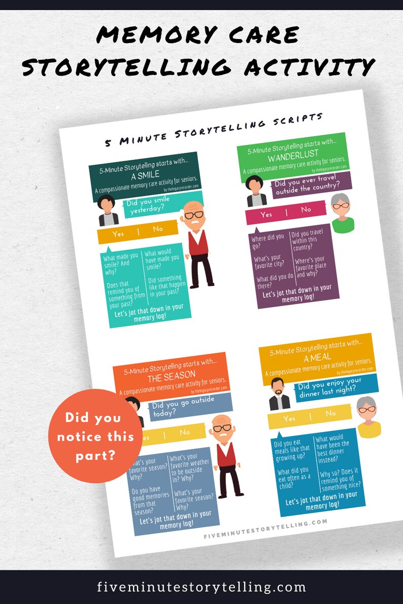 Memory Care Storytelling Activity Kit: Printable PDF, US Letter, A4 ...