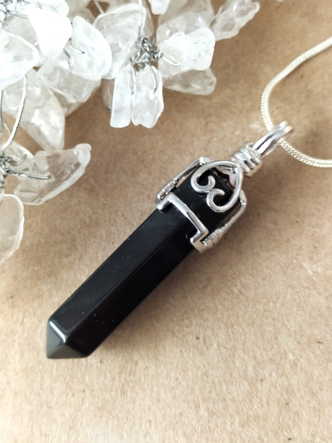 Obsidian Pendant, Obsidian Necklace, Obsidian Jewelry, Protective ...