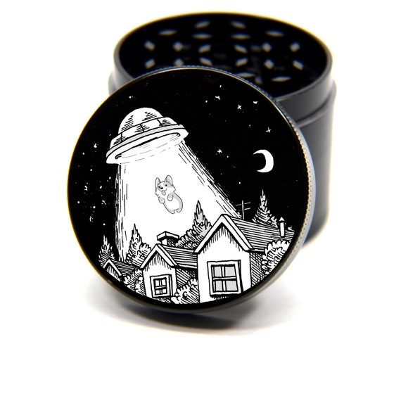 UFO Corgi Abduction Dogs in Space Engraved Aluminum Herb | Etsy
