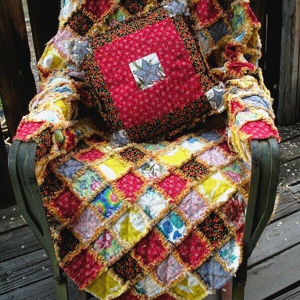 Rag Quilt Pillow - Etsy