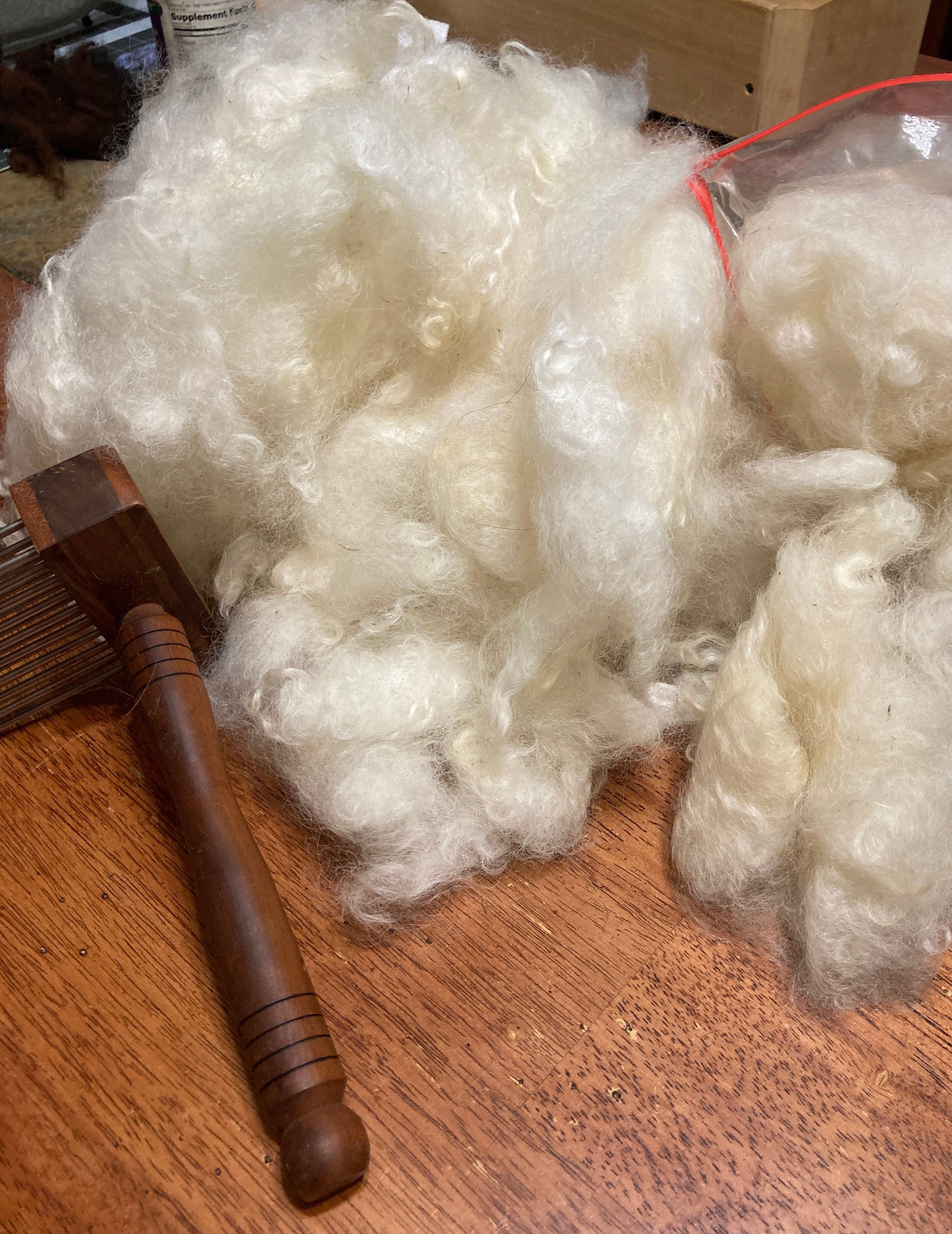 COTSWOLD Wool-4oz Bags Loose Fiber-tumbled-washed-picked-combed-spin ...
