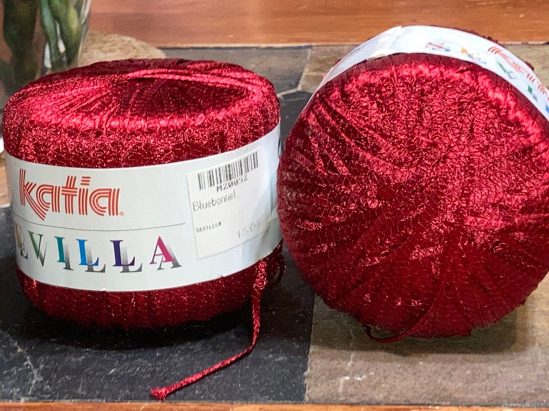 Katia SEVILLA Rich RED Nylon Ribbon Yarn. Accent NYLON Yarn, Craft ...