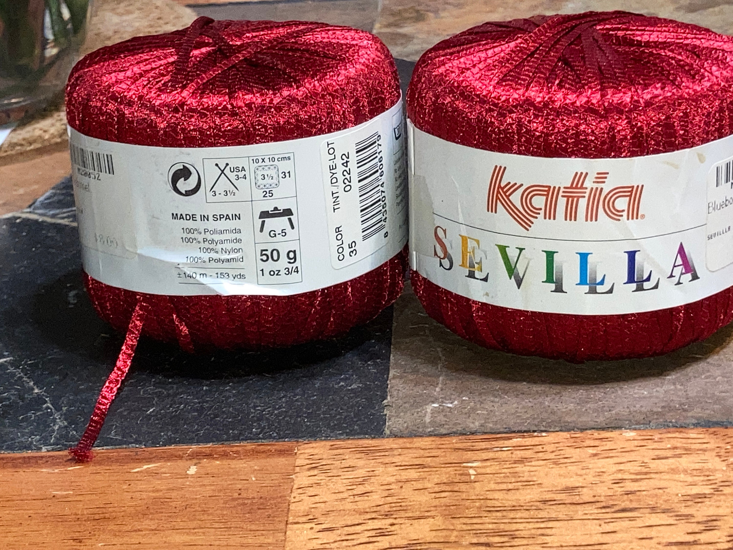 Katia SEVILLA Rich RED Nylon Ribbon Yarn. Accent NYLON Yarn, Craft ...