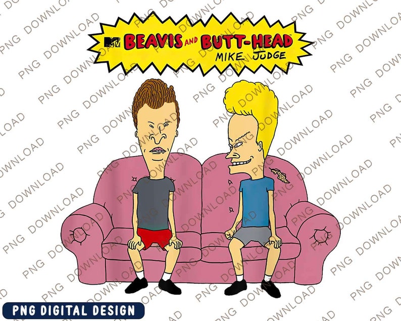 Beavis and Butthead Pink Couch Sublimation Design, Beavis and Butthead ...