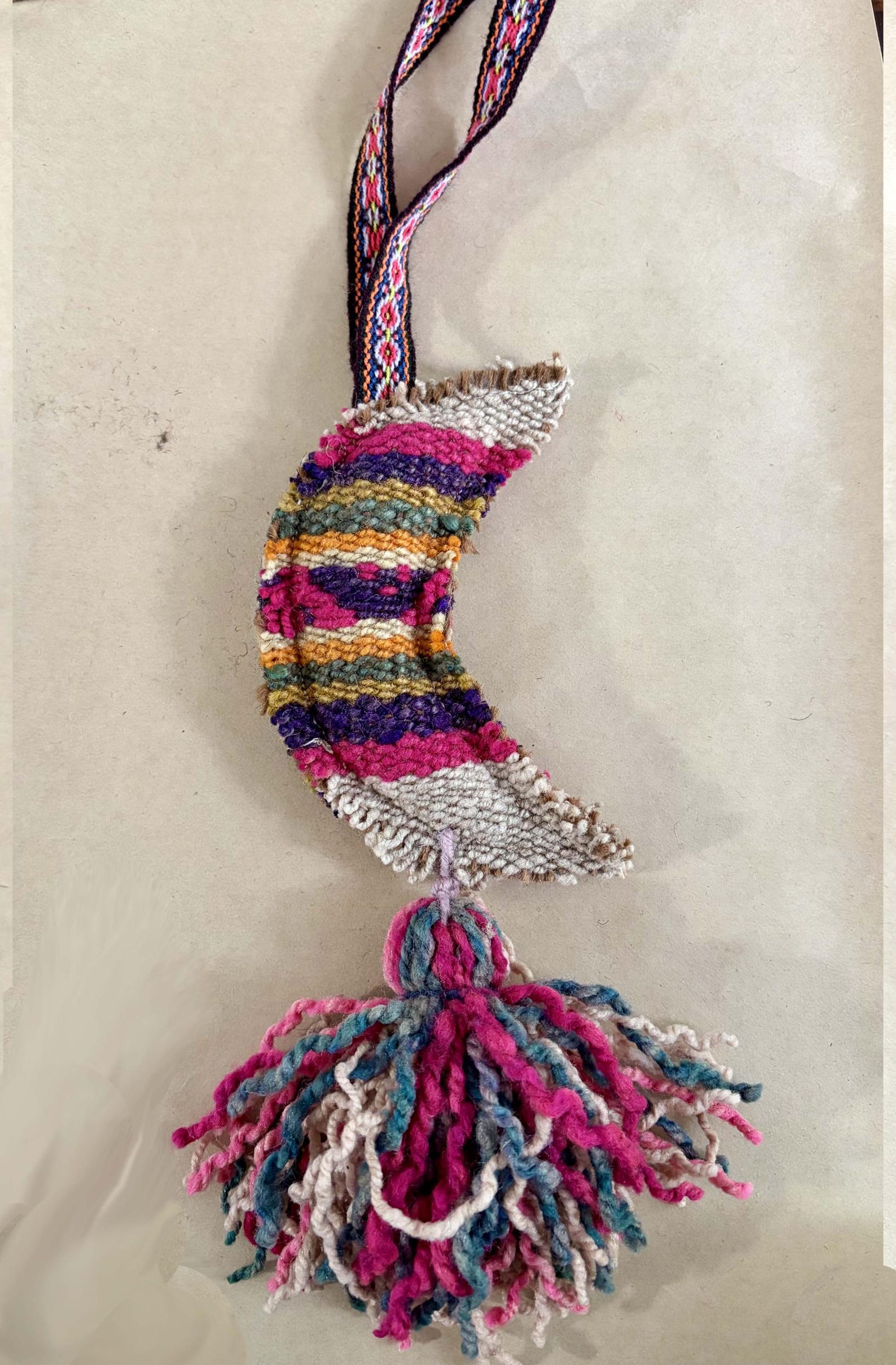 Hand Woven Andean Decor- Hanging Heart,star, Moon Tassel Boho Christmas ...