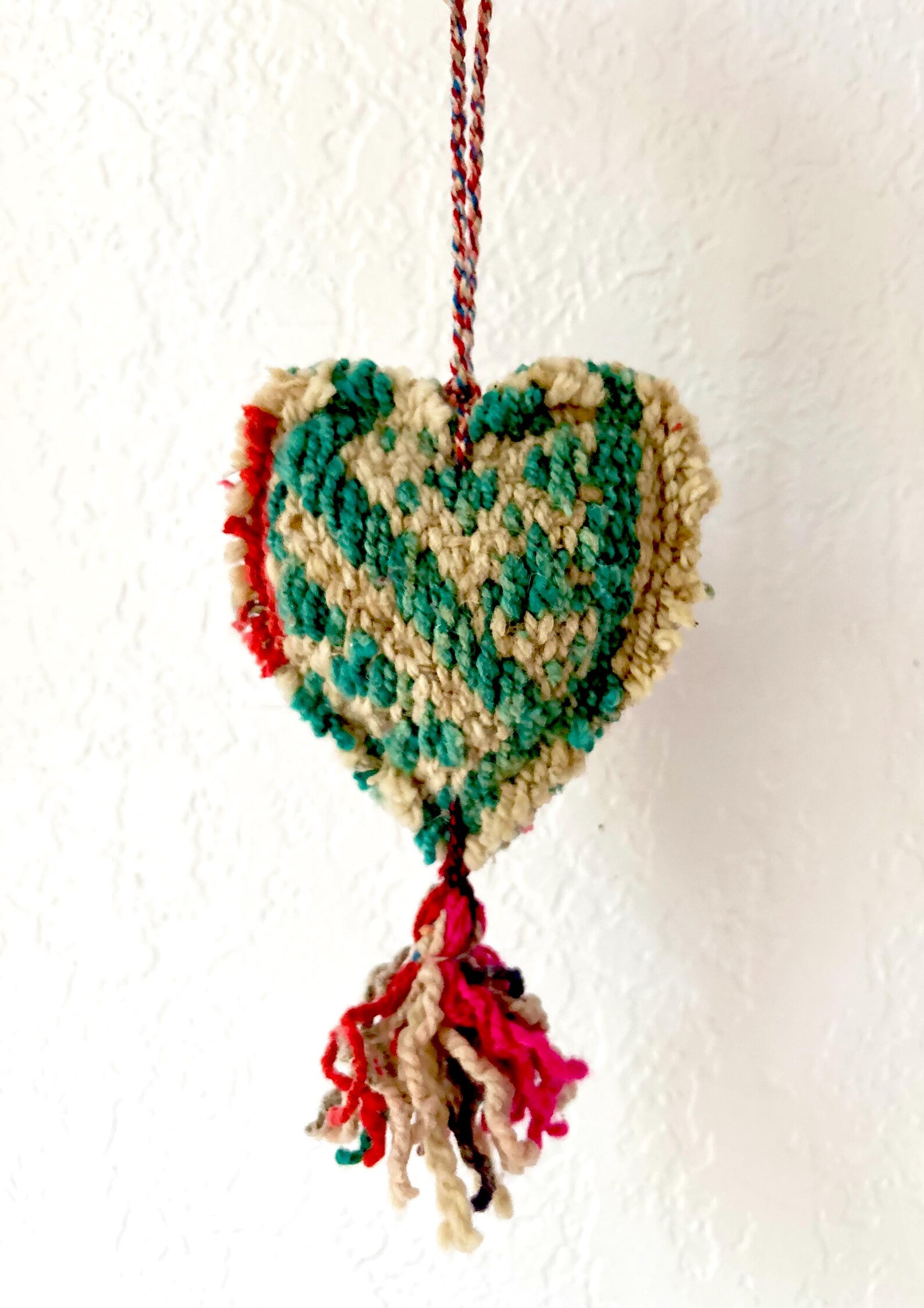 Hand Woven Andean Decor- Hanging Heart,star, Moon Tassel Boho Christmas ...