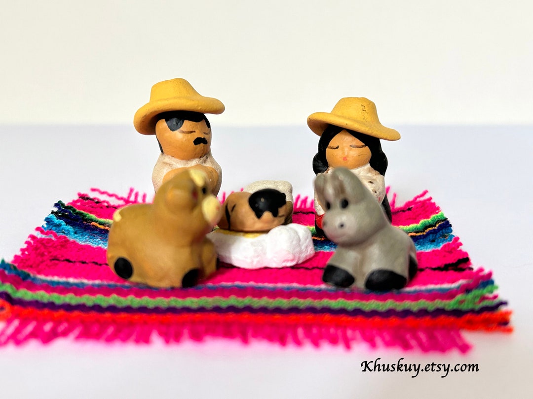 Peruvian Miniature Nativity Scene, Hand-painted Ceramic Figures - Etsy