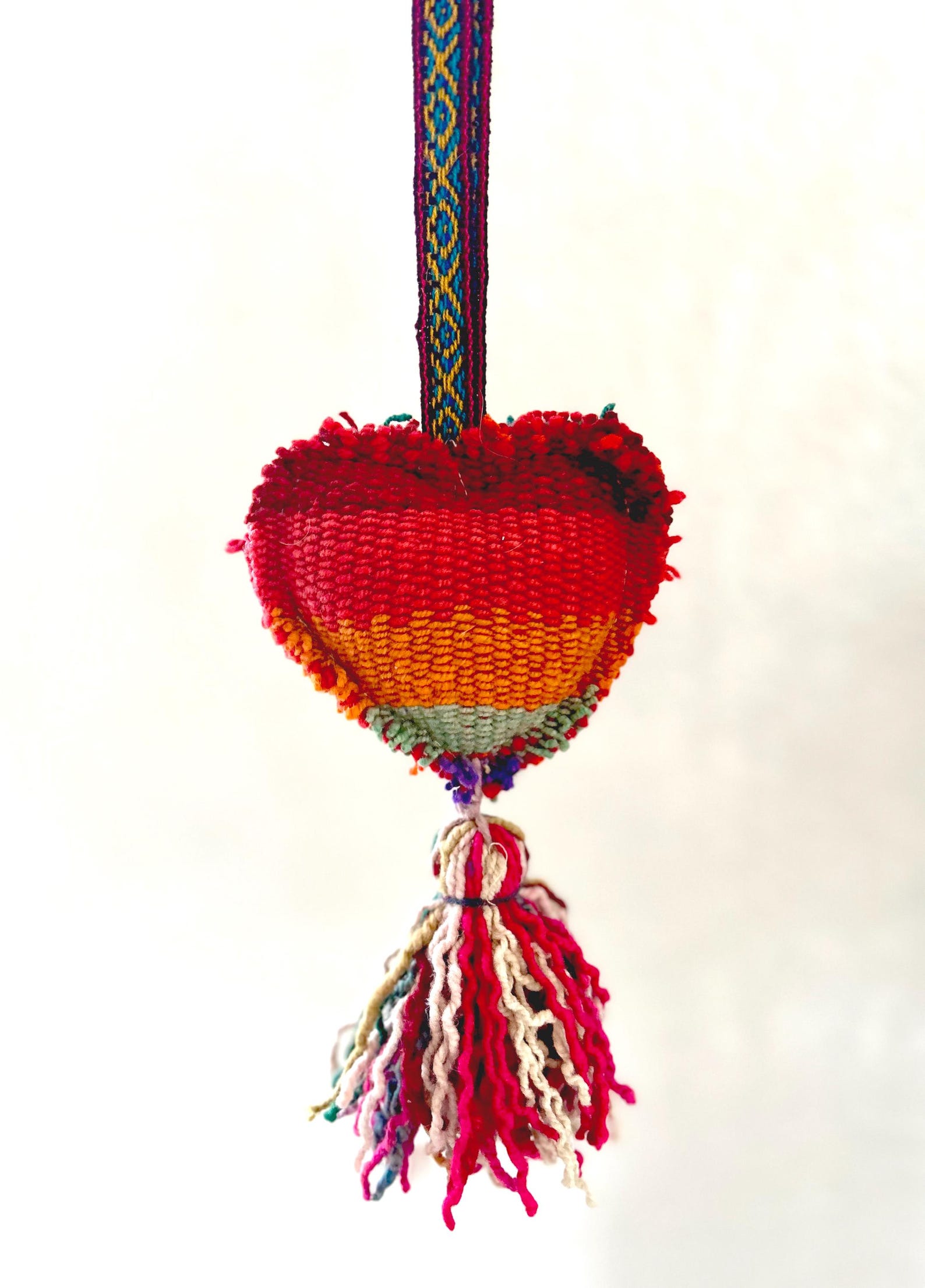 Hand Woven Andean Decor- Hanging Heart,star, Moon Tassel Boho Christmas ...