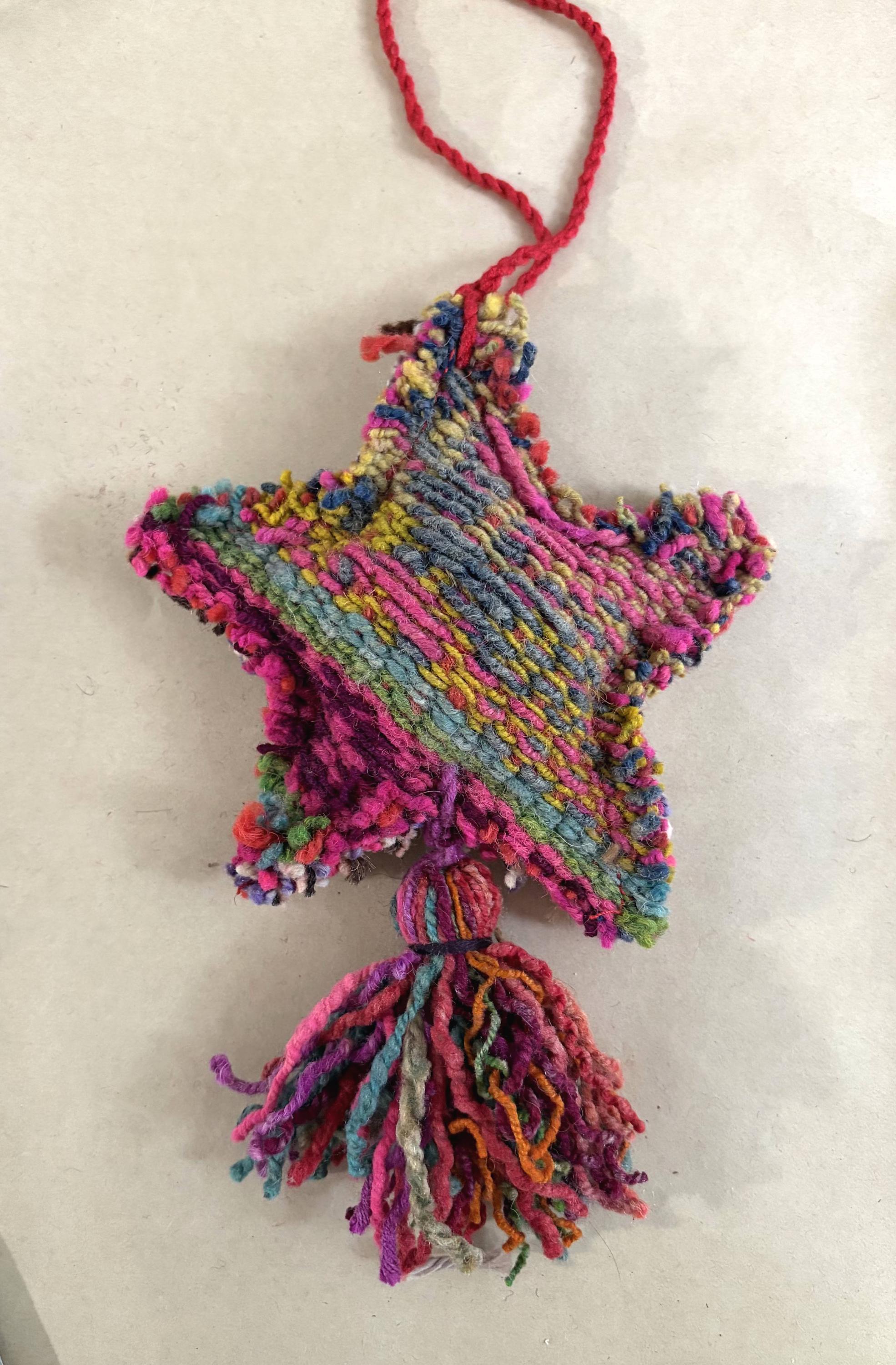 Hand Woven Andean Decor- Hanging Heart,star, Moon Tassel Boho Christmas ...