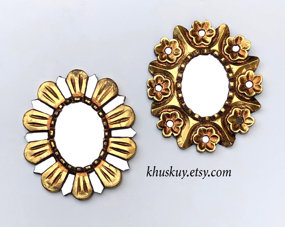 Small Gold Mirror Set 8,wall Sunburst Mirror,peruvian Mirror,2 Hand ...