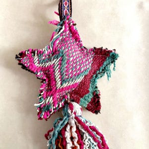 Hand Woven Andean Decor- Hanging Heart,star, Moon Tassel Boho Christmas ...