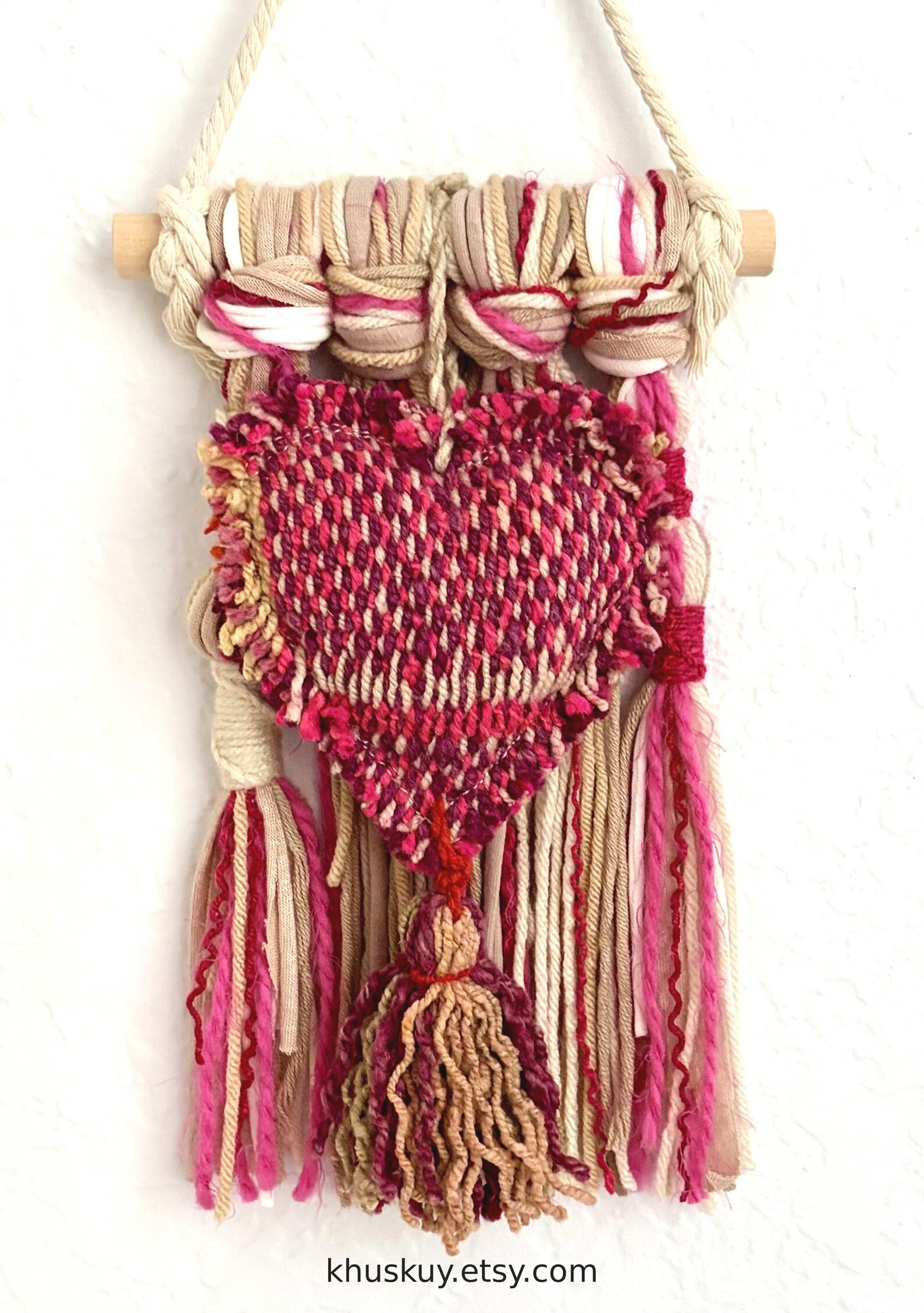 Hand Woven Andean Decor- Hanging Heart,star, Moon Tassel Boho Christmas ...