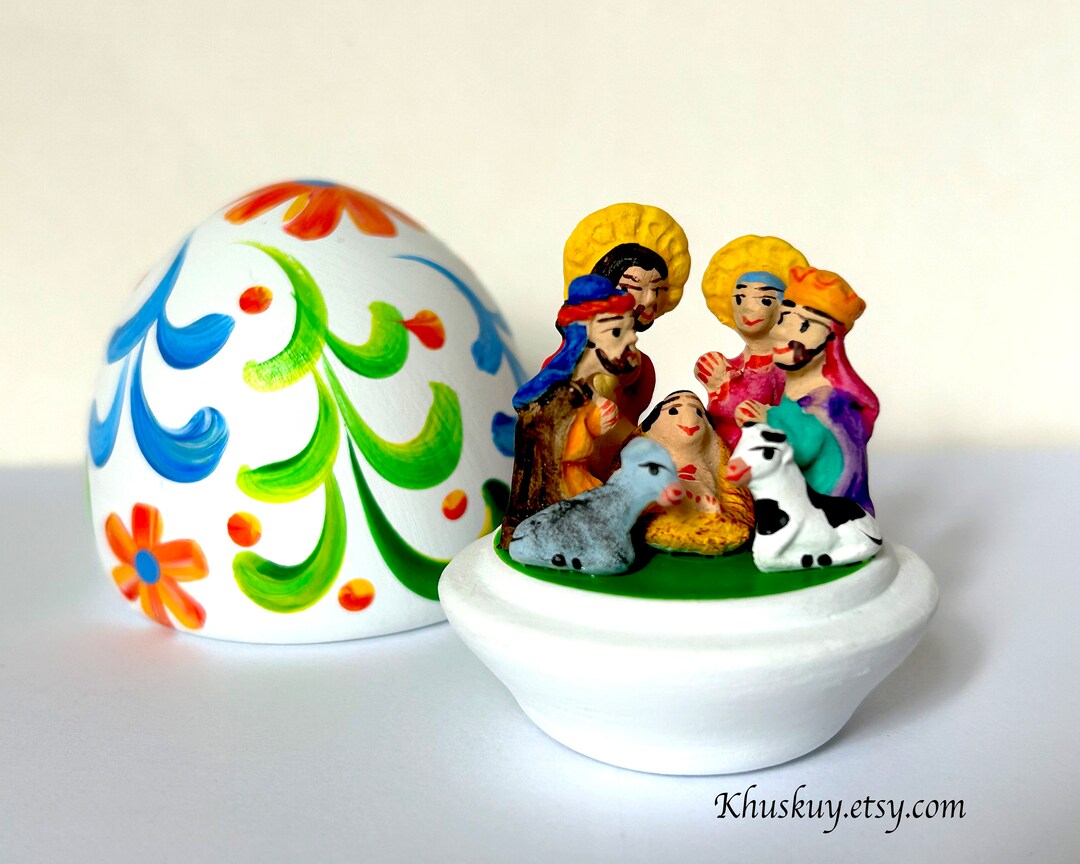 Miniature Nativity Egg Artisan Made,nativity Scene From Peru,collectors ...