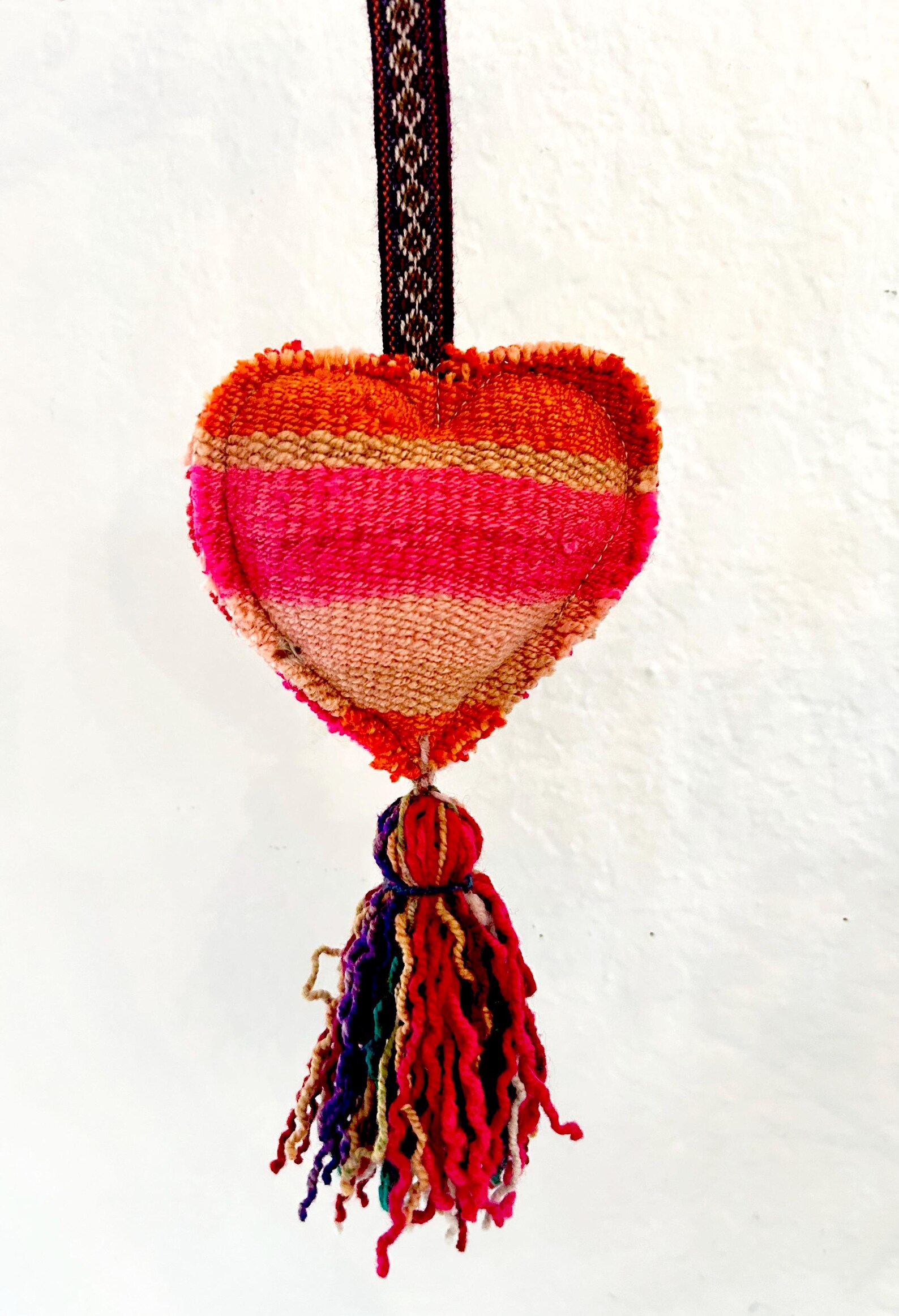 Hand Woven Andean Decor- Hanging Heart,star, Moon Tassel Boho Christmas ...