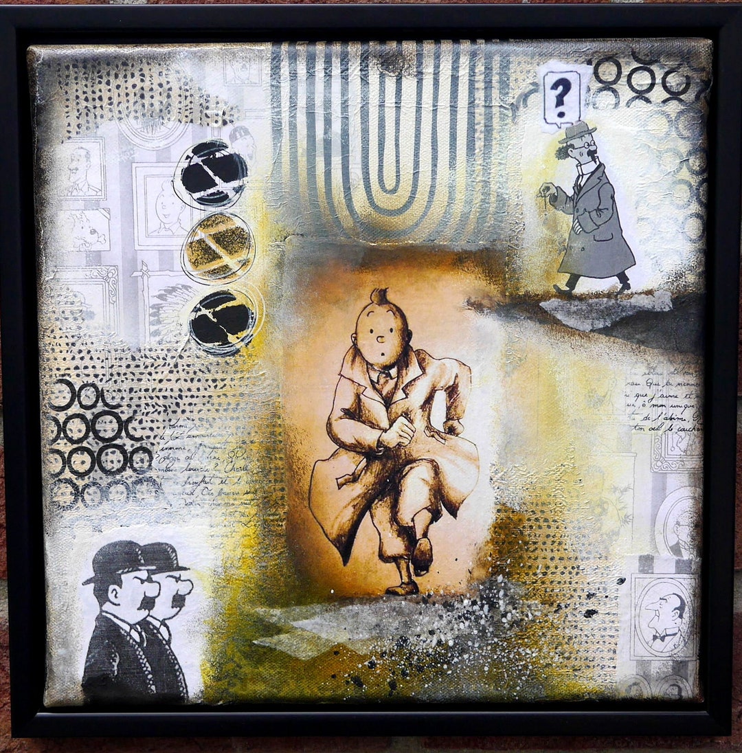 Adventures of Tintin, Collage, Comic, Black,brown, Green, Yellow, Mr ...