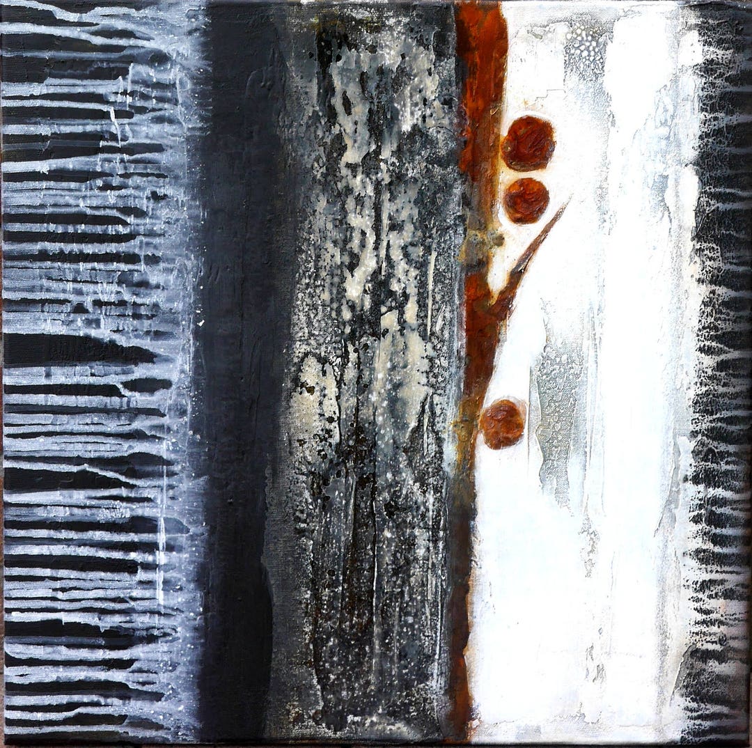 Abstract Painting, Black,white,rust,,structures, Grey,gray, Modern, by ...