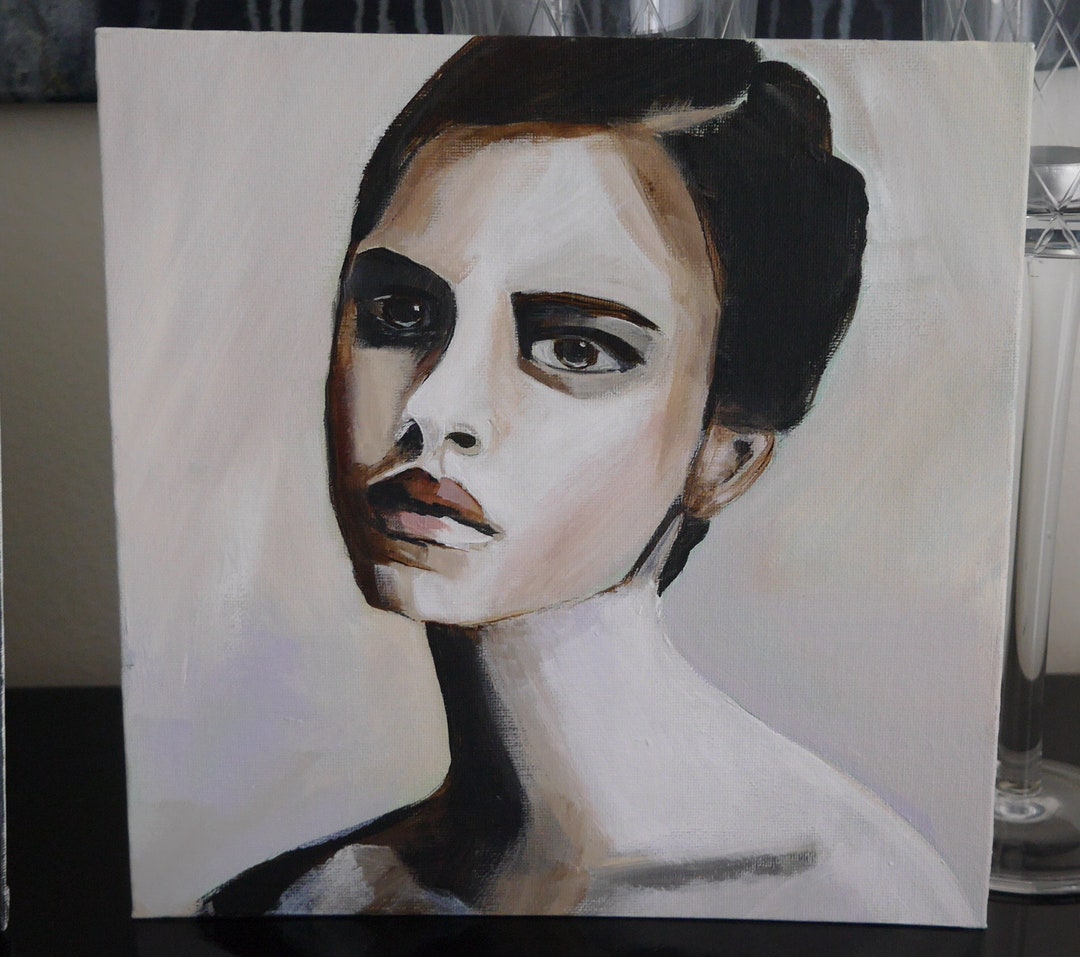 Woman Portrait, Woman Face, Black,brown,white,voman Painting,woman Head ...