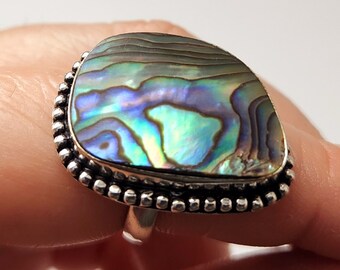 Genuine Abalone Ring, Abalone Shell Ring, Abalone Jewelry, Large ...