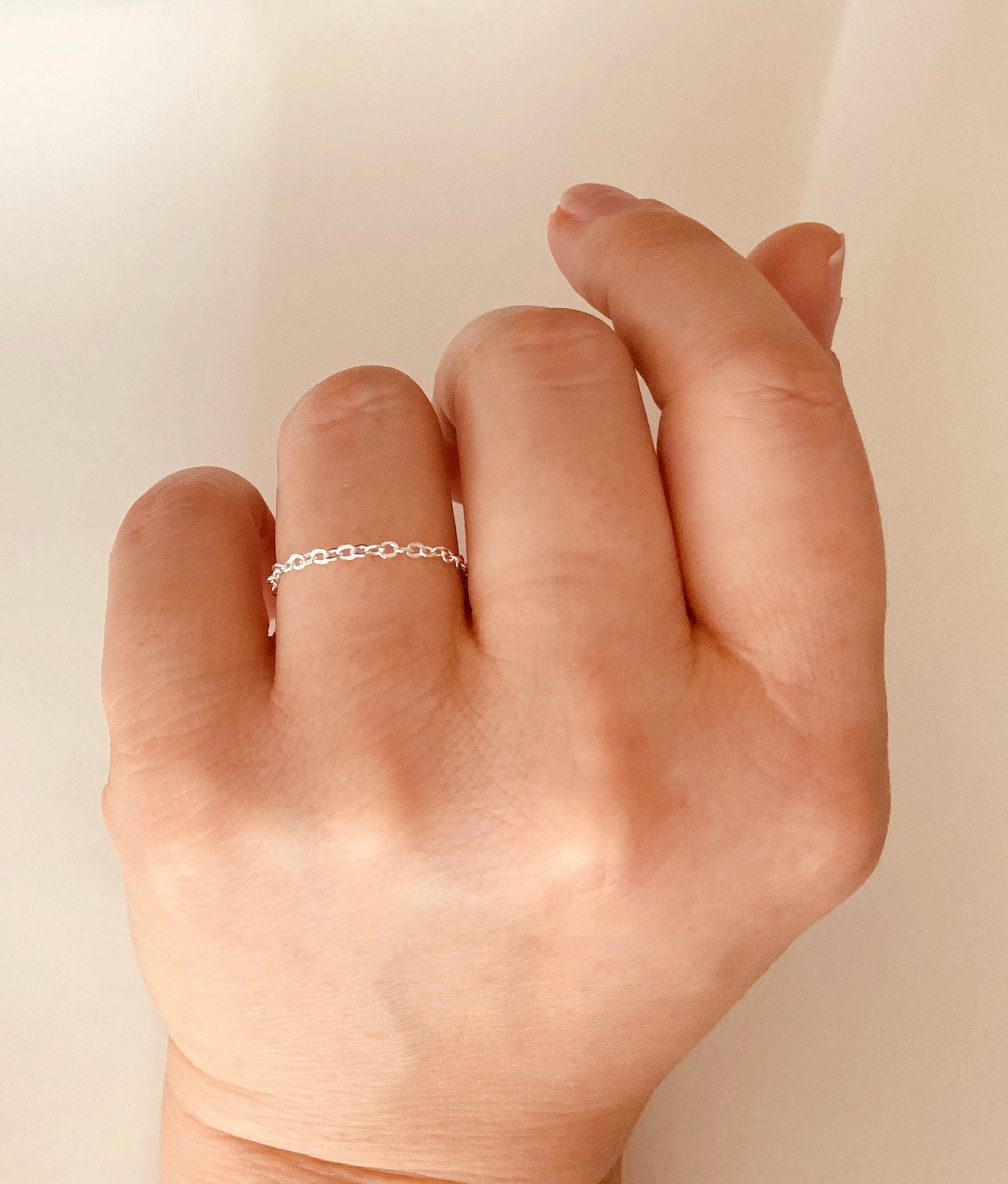 14k White Gold Chain Ring White Gold Filled Ring Simple - Etsy
