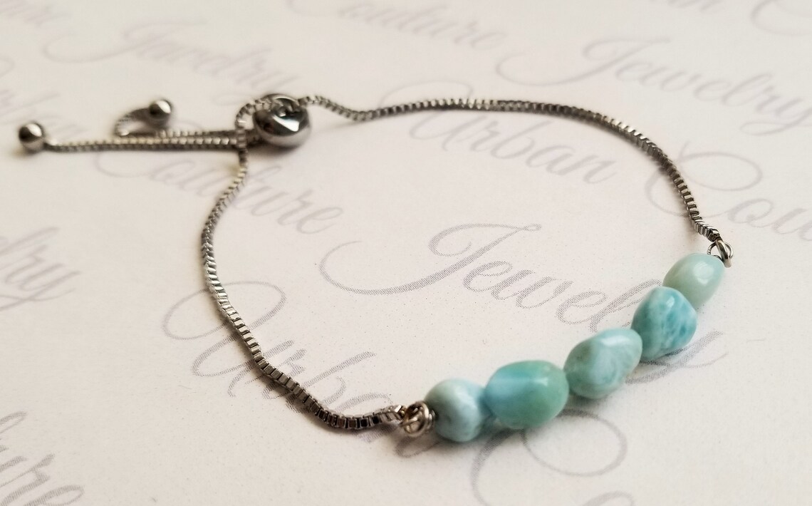 Dainty Blue Caribbean Larimar Bracelet Larimar Jewelry - Etsy