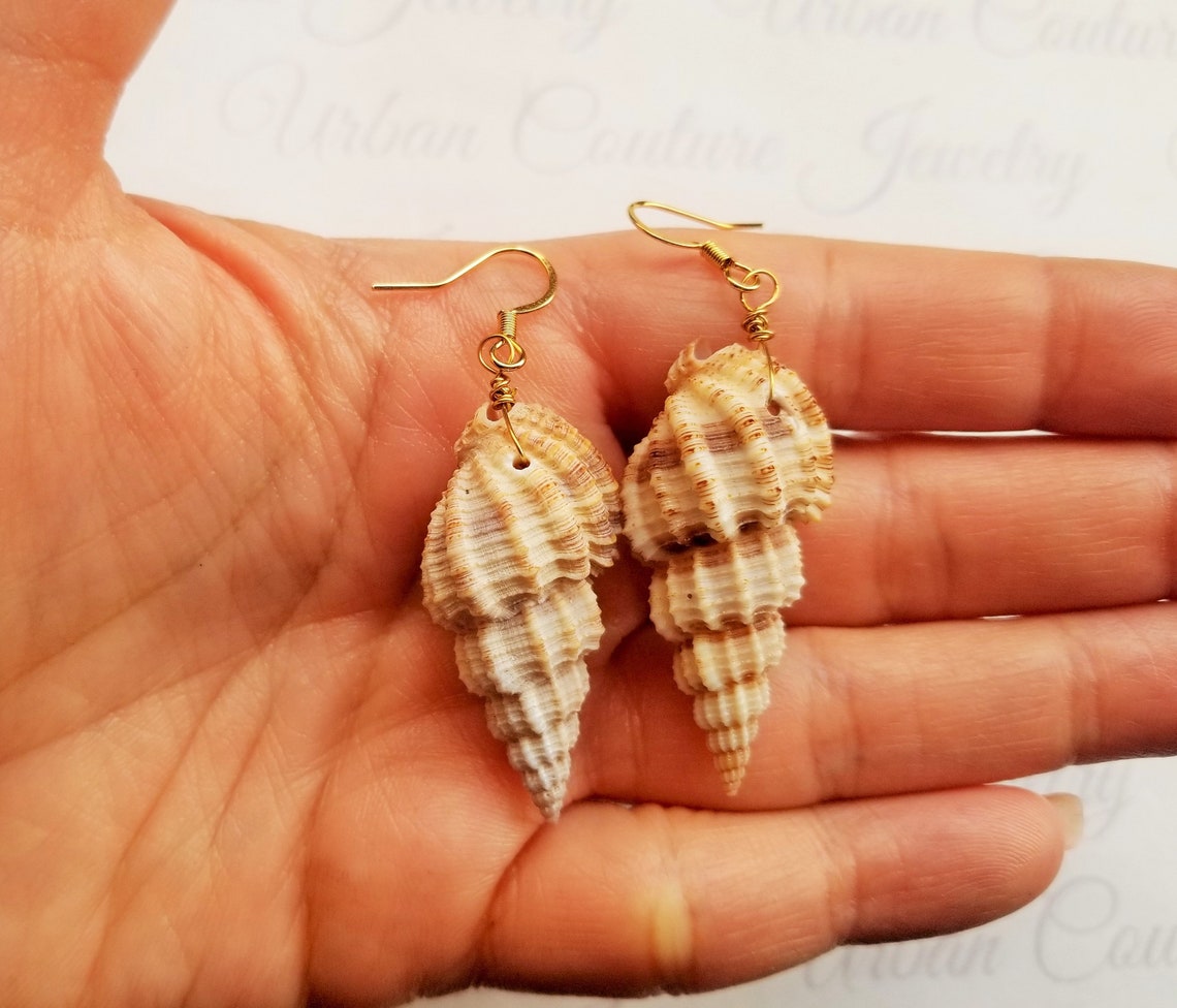 Large Sea Shell Earrings Boho Shell Earrings Bohemian Beach - Etsy