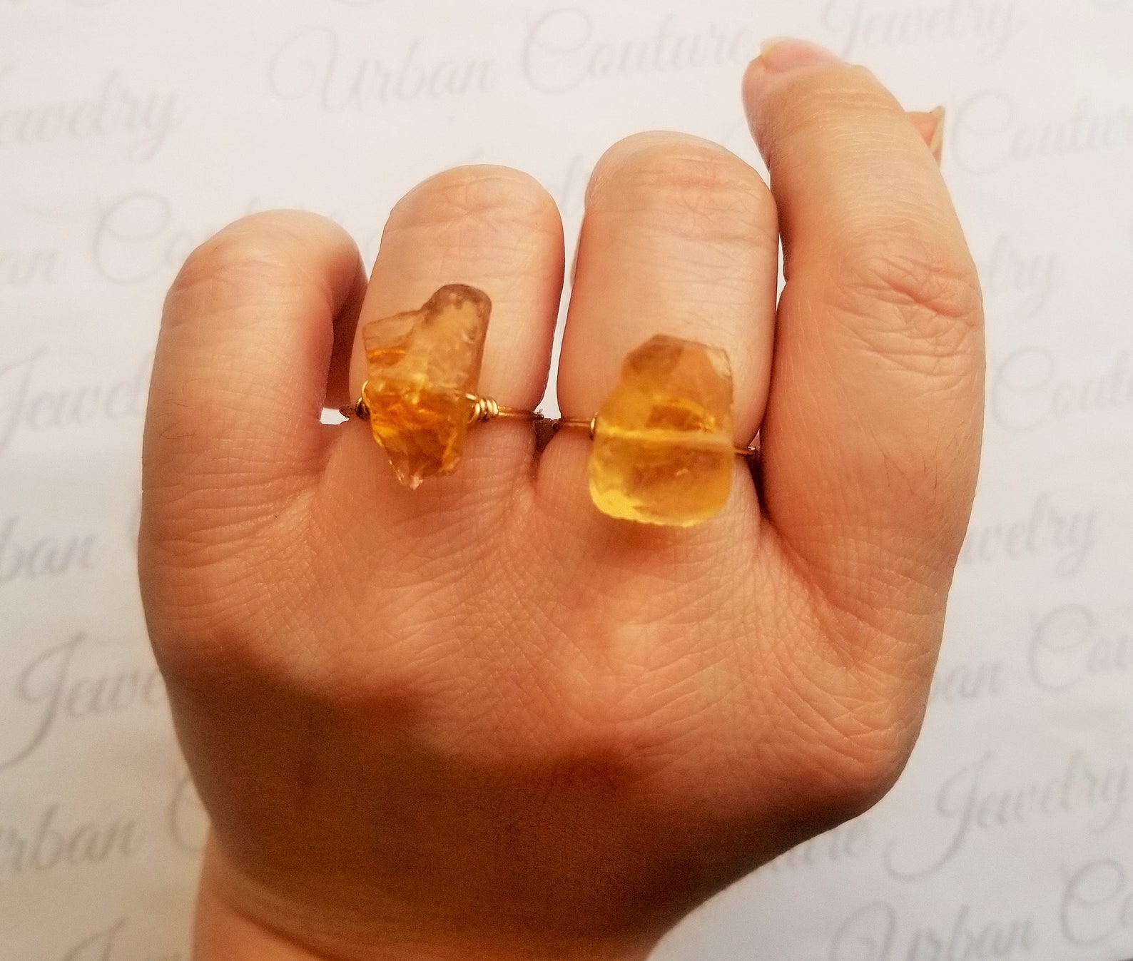 Raw Citrine Gemstone Ring Raw Citrine Jewelry Genuine Orange - Etsy