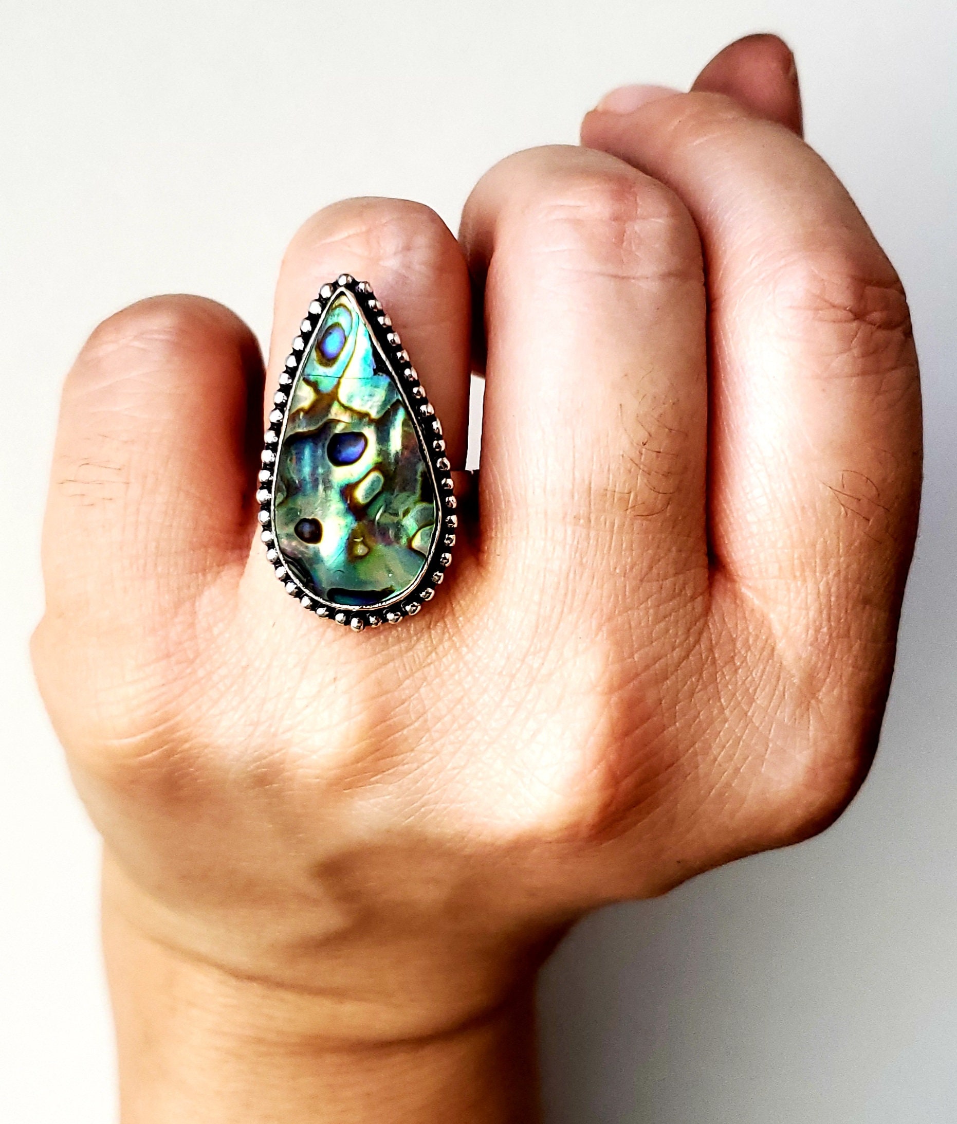 Genuine Abalone Ring Abalone Shell Ring Abalone Jewelry | Etsy