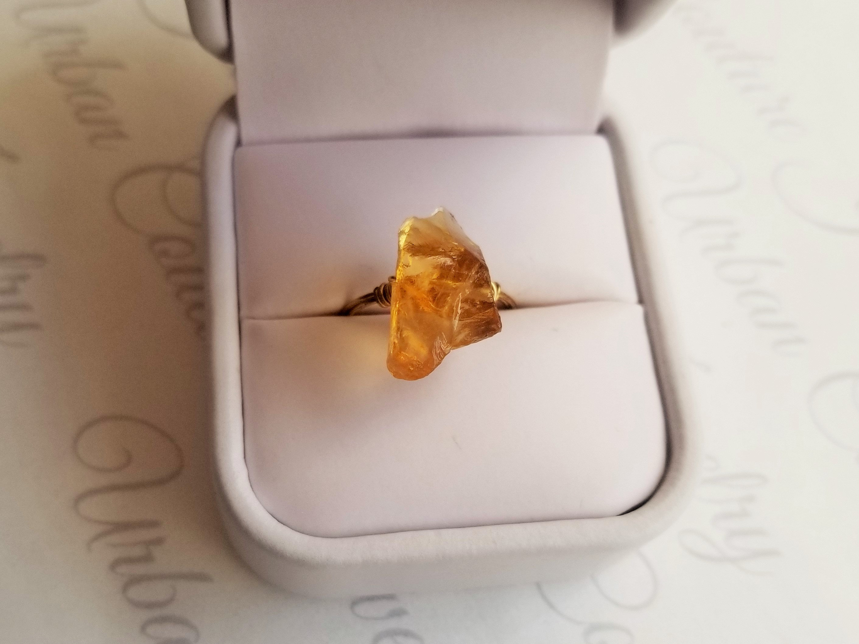 Raw Citrine Gemstone Ring Raw Citrine Jewelry Genuine Orange | Etsy