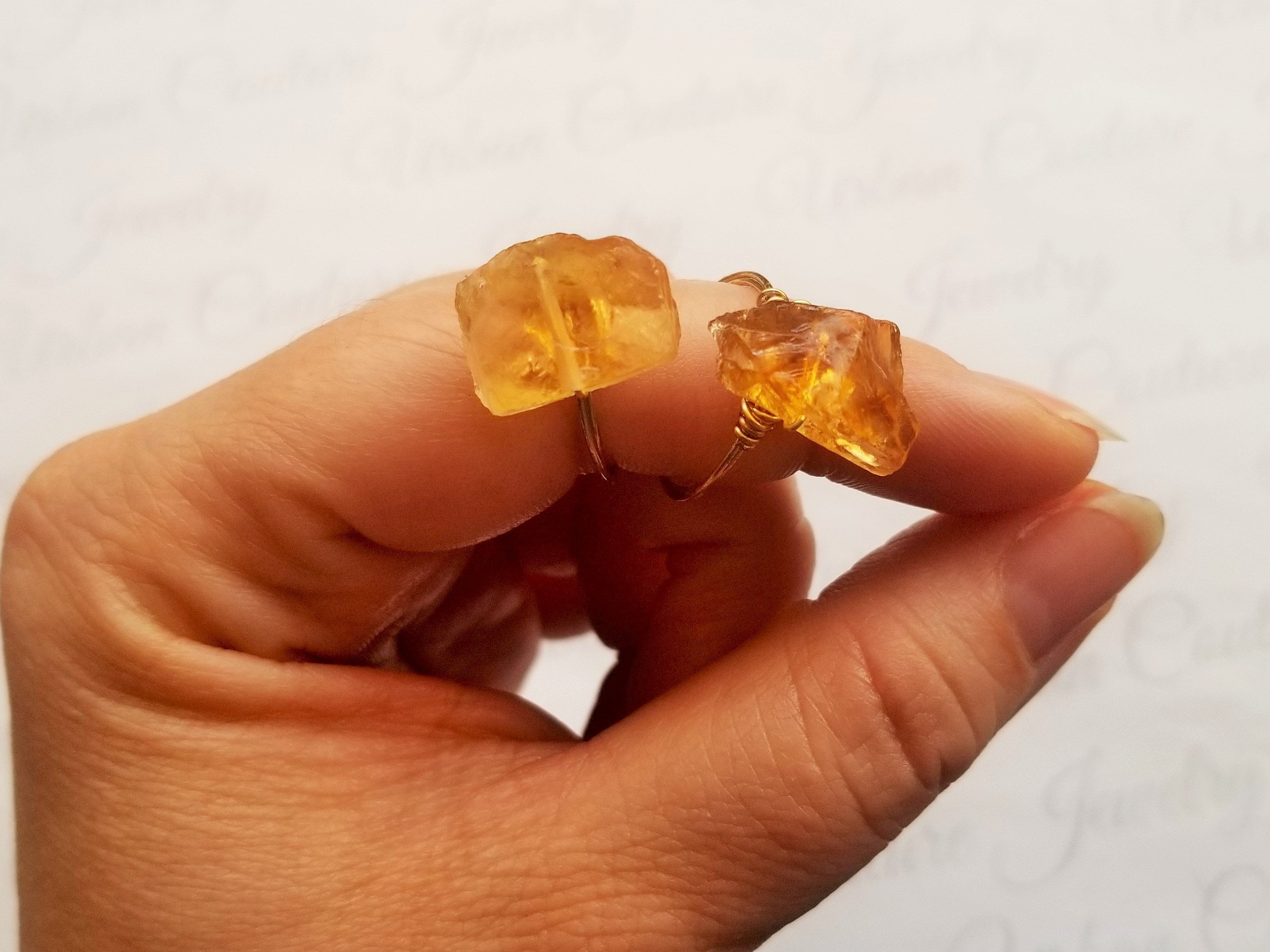 Raw Citrine Gemstone Ring Raw Citrine Jewelry Genuine Orange | Etsy